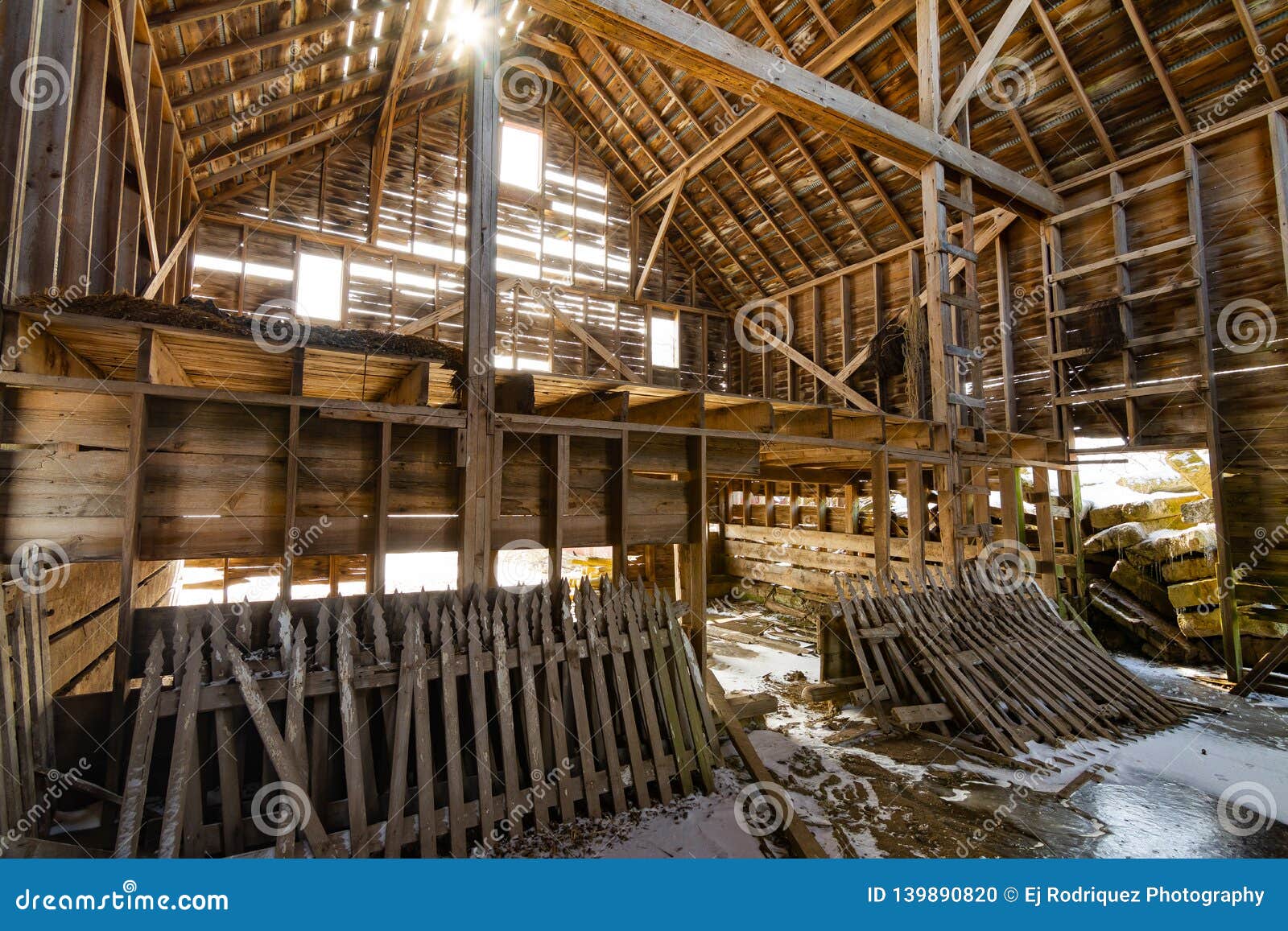 Wooden barn interior stock photo. Image of industrial - 139890820