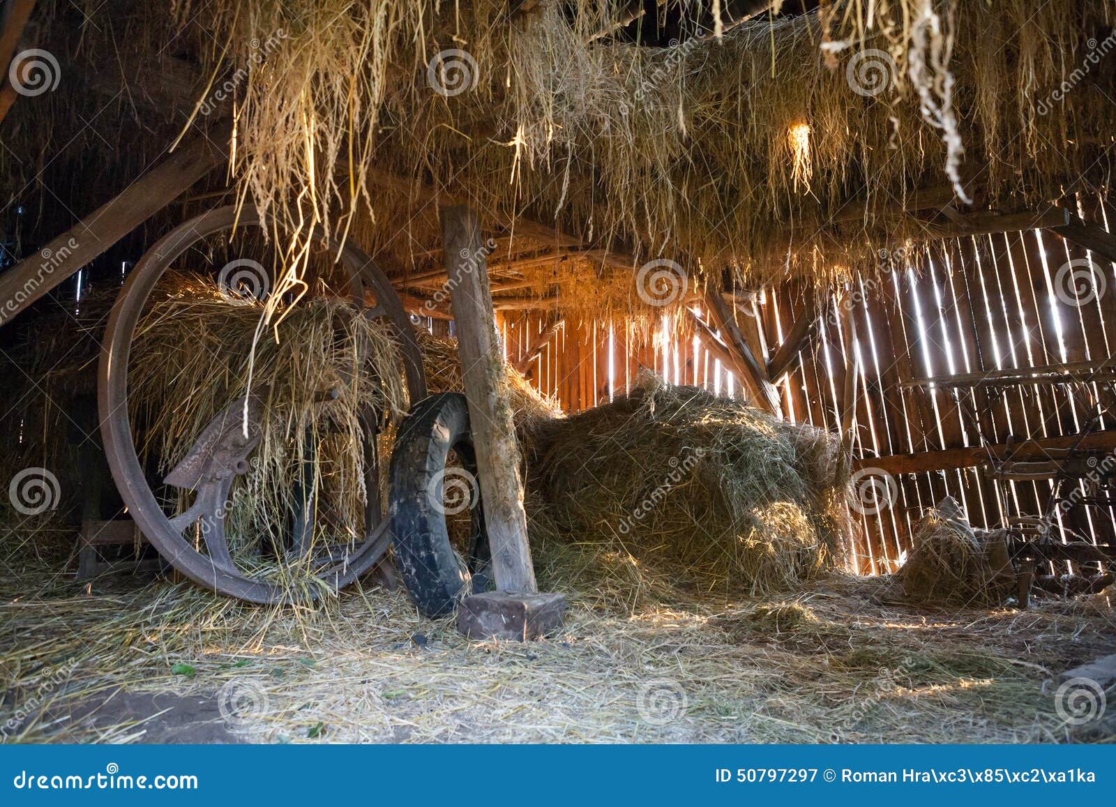 Wooden barn stock image. Image of haystack, messy, fence - 50797297