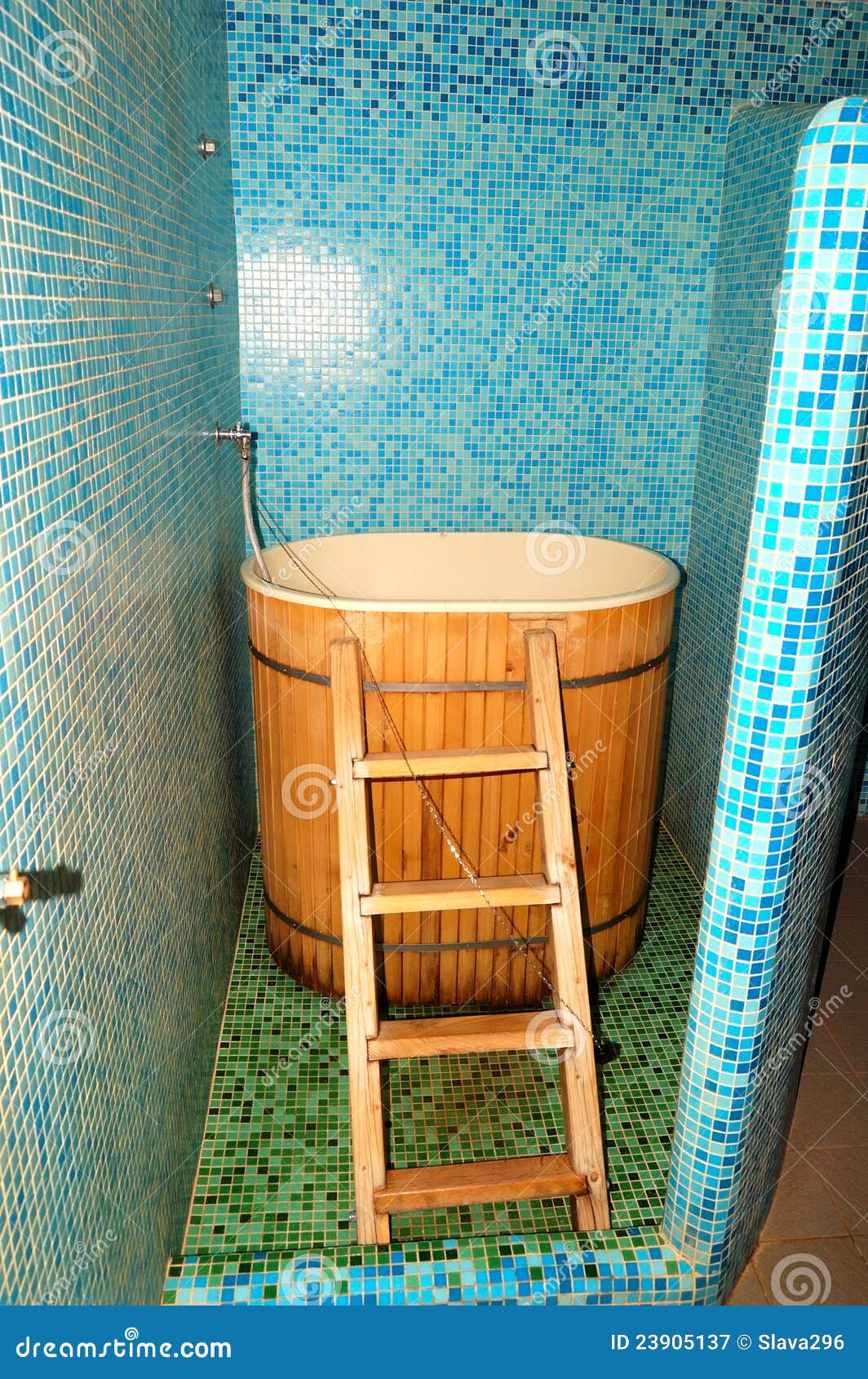 Wooden Barrel with Cold Water in SPA Stock Image - Image of interior ...