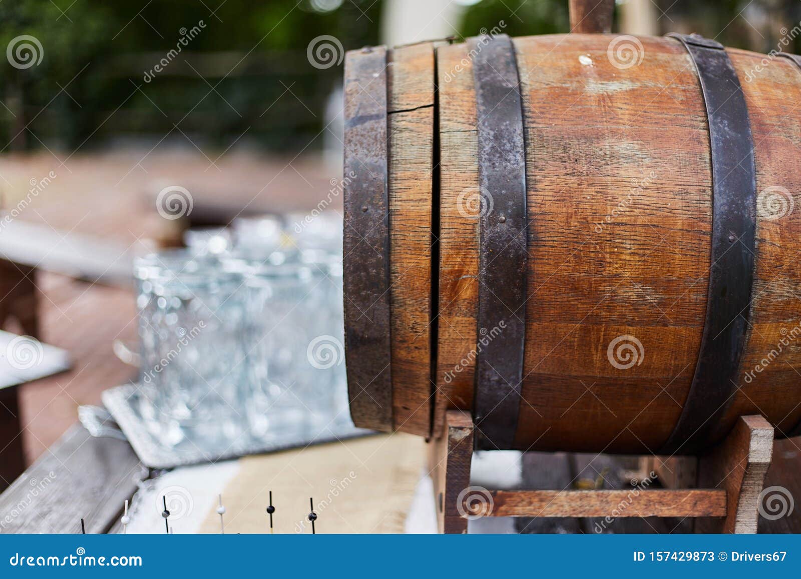 Wooden Barrel for Draft Drinks Close Up Stock Image - Image of ...
