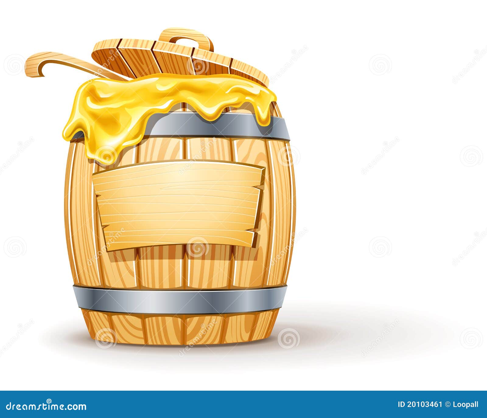 Wooden Barrel Full of Honey Stock Vector - Illustration of dense ...