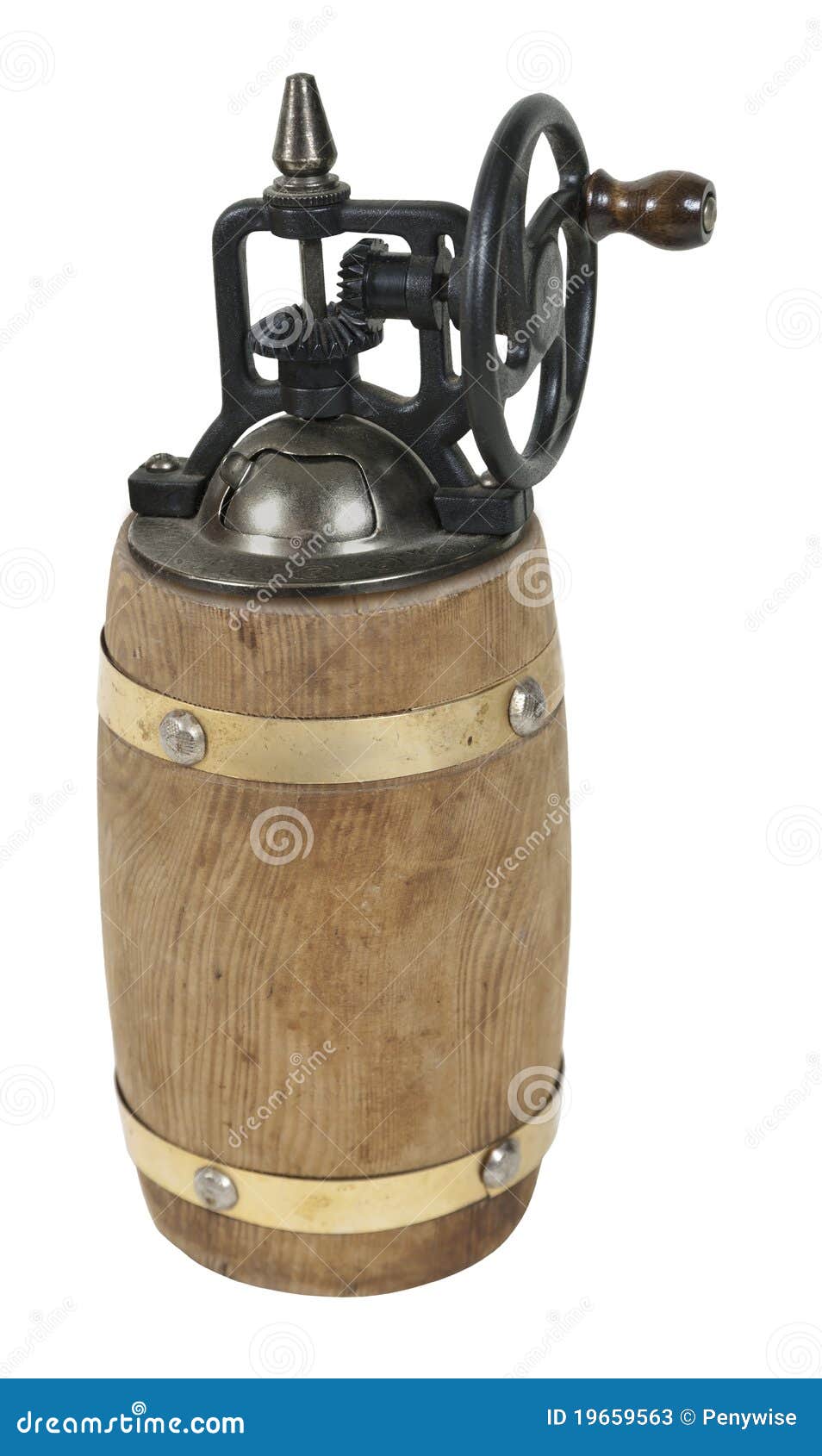 Wooden Barrel with Grinder stock image. Image of wheel - 19659563