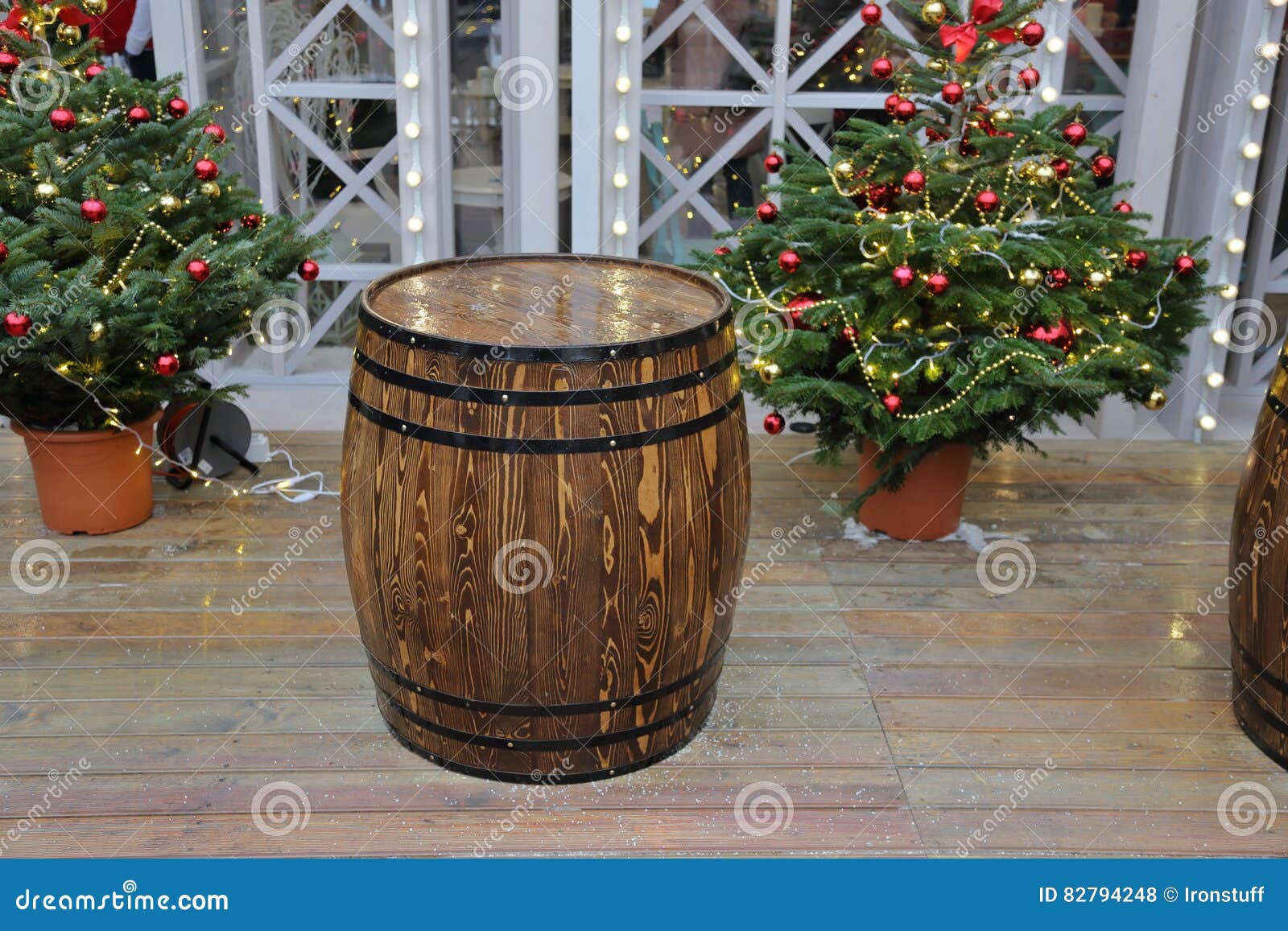 Wooden barrel with hoops stock photo. Image of hoops - 82794248
