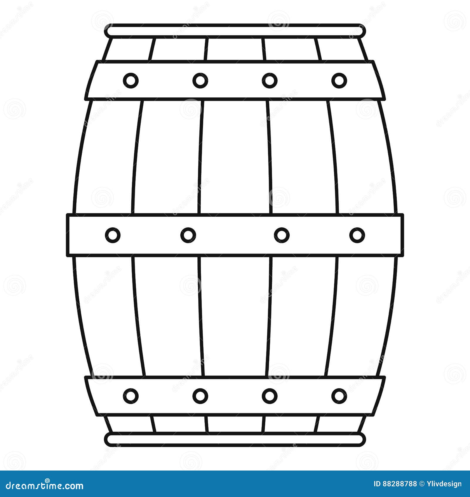 Wooden Barrel Icon, Outline Style Stock Vector - Illustration of ...