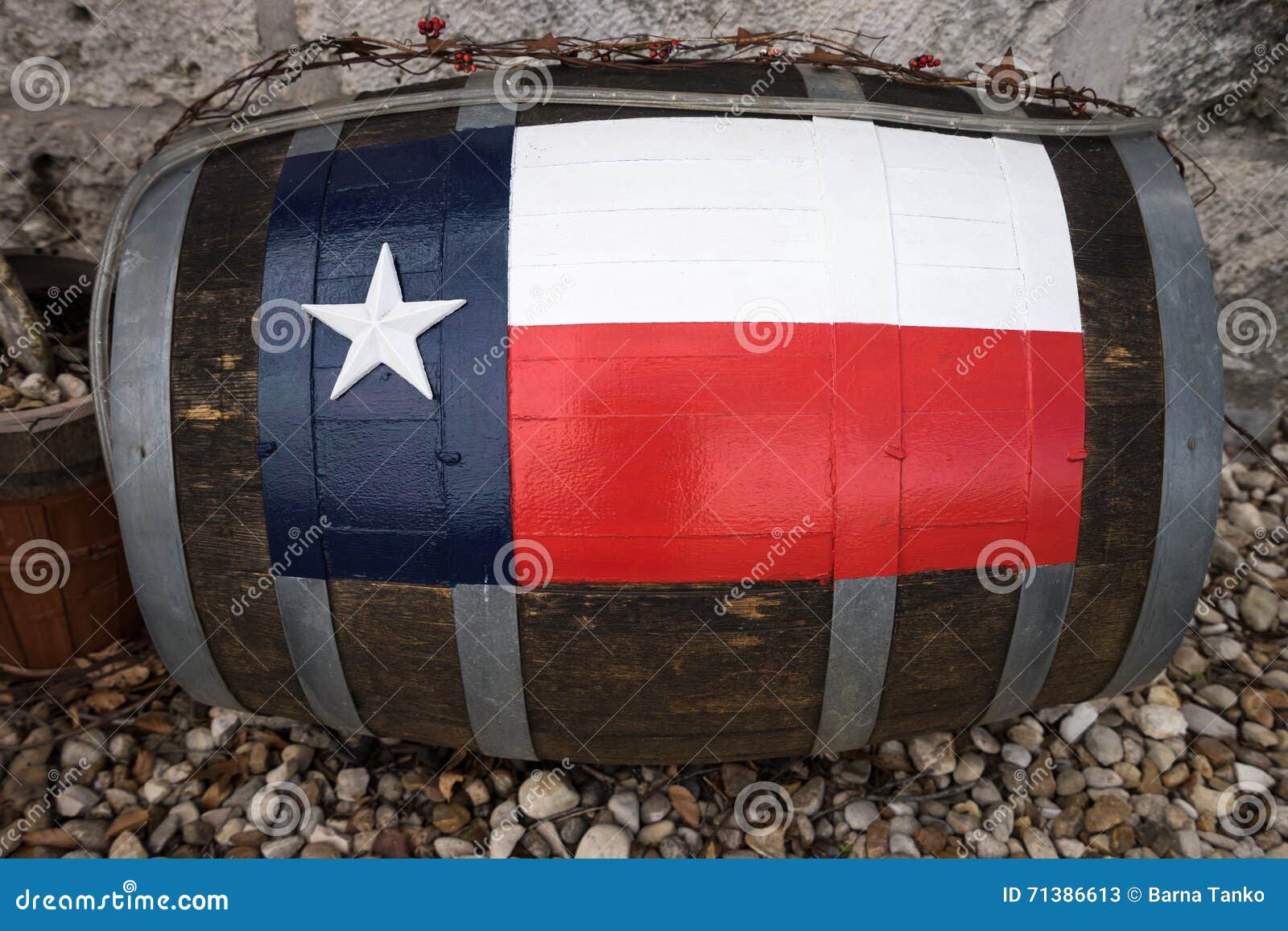 Wooden Barrel with Painted Texas Flag Stock Image - Image of travel ...