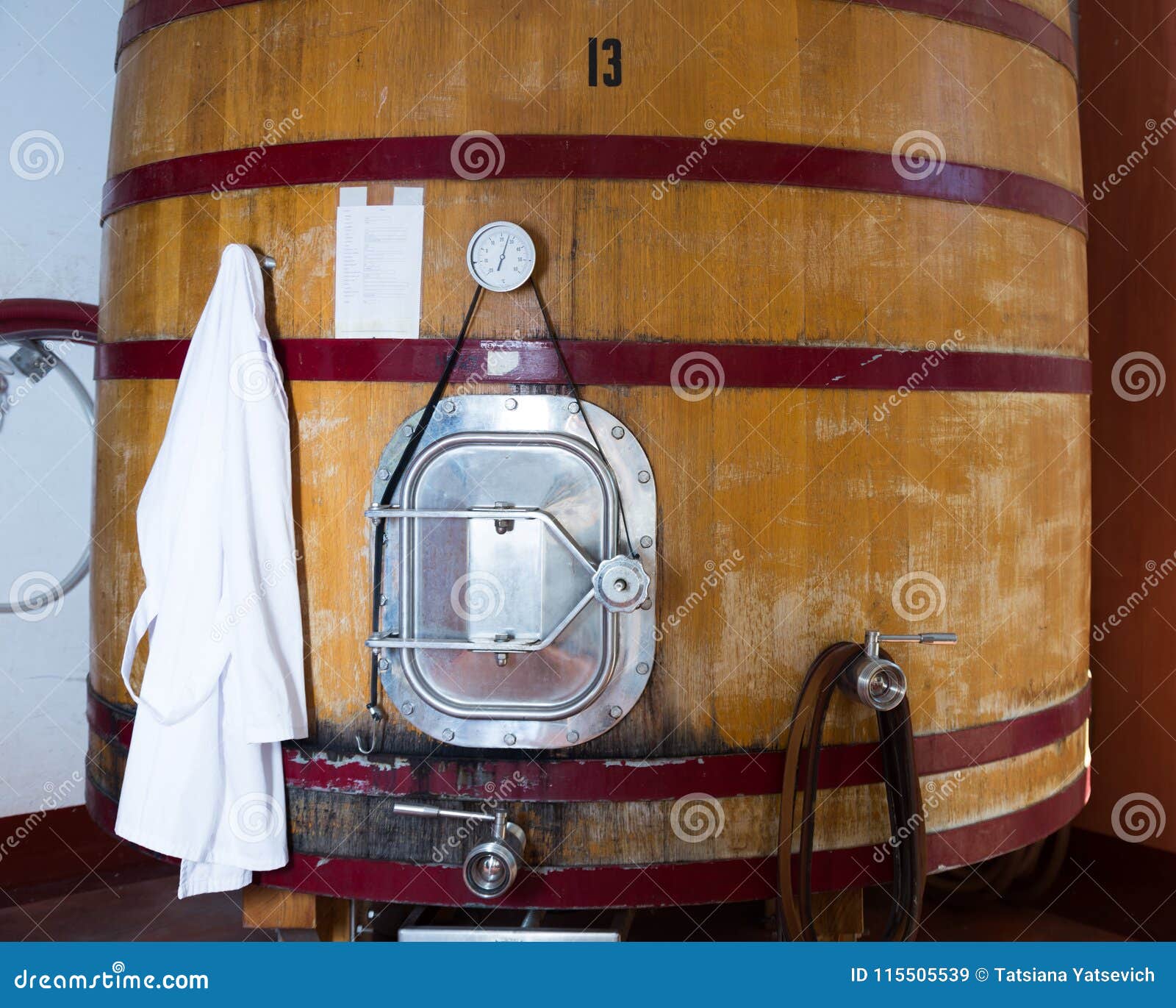 Wooden Barrel for Wine Fermentation Stock Image - Image of people ...