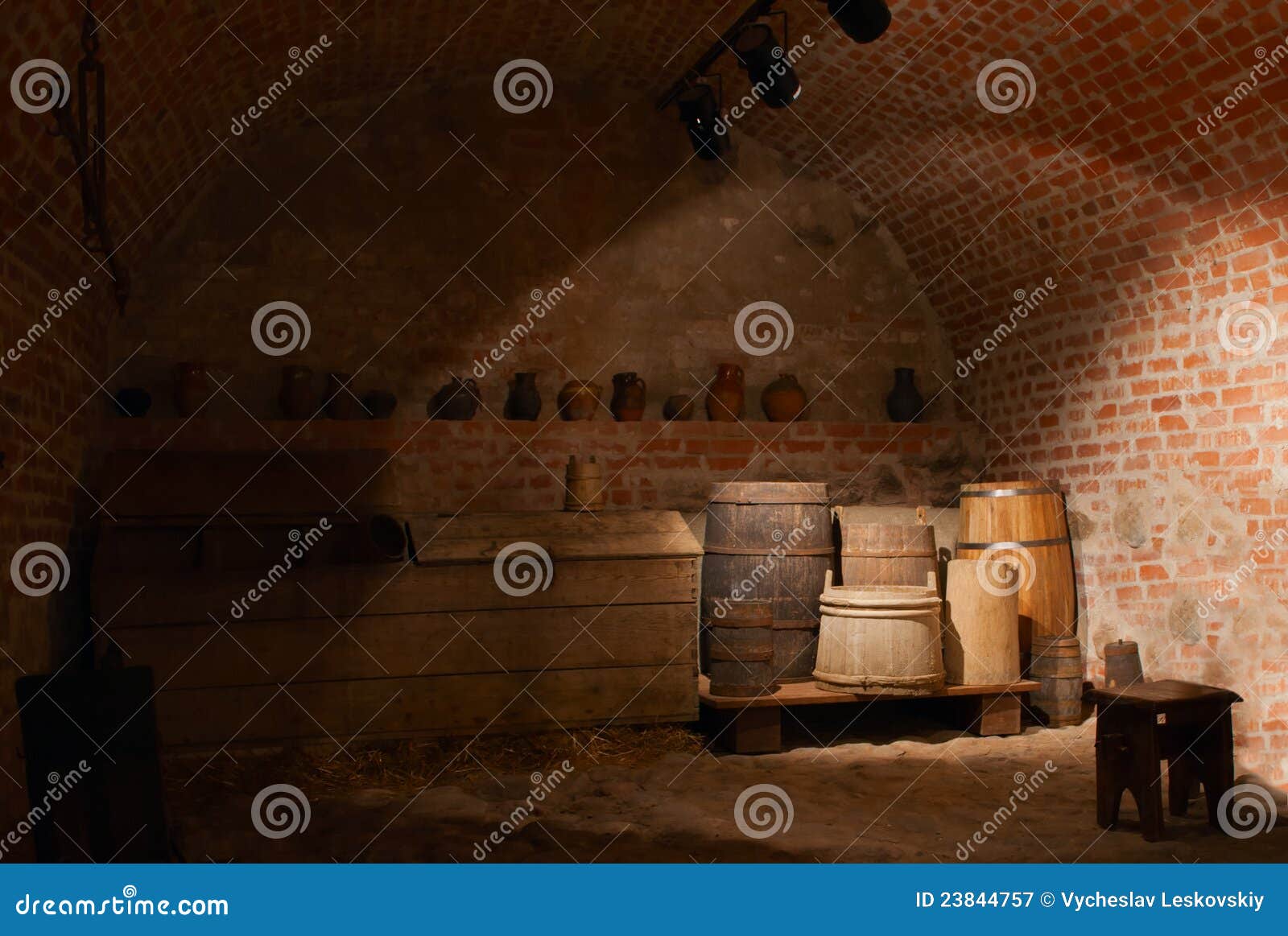 Wooden Barrels at an Basement Stock Image - Image of stone, basement ...