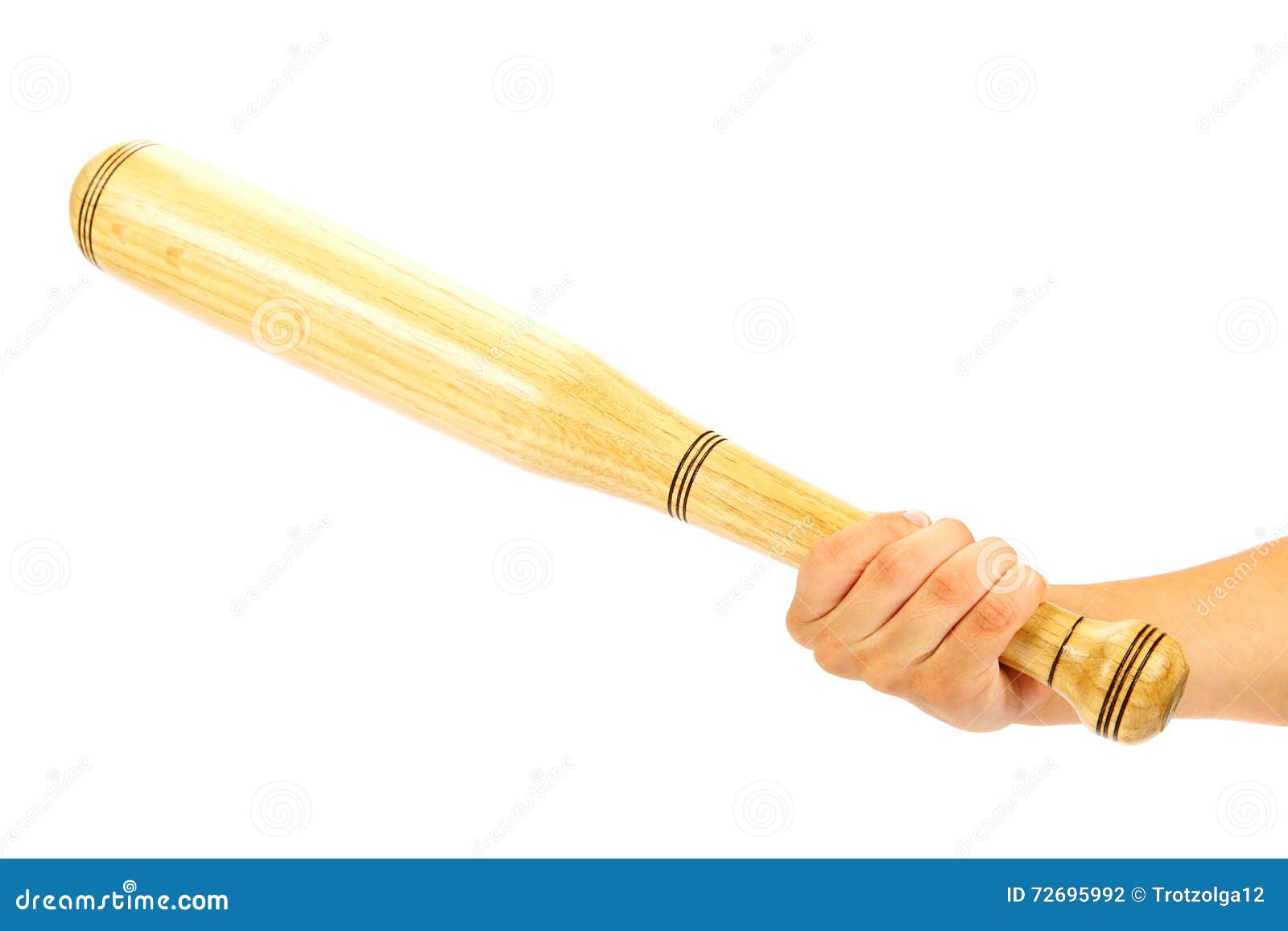 Wooden Baseball Bat in Hand on White Background. Stock Photo - Image of ...