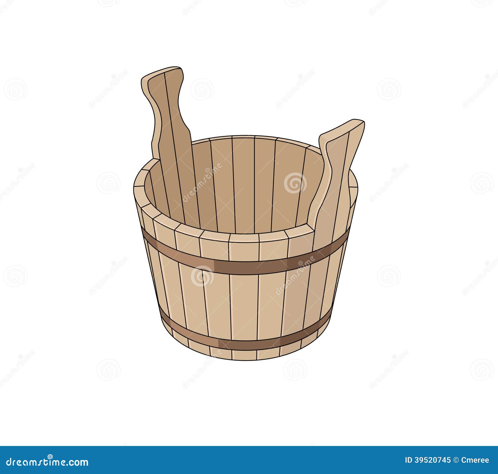 Wooden basin stock vector. Illustration of country, plate - 39520745