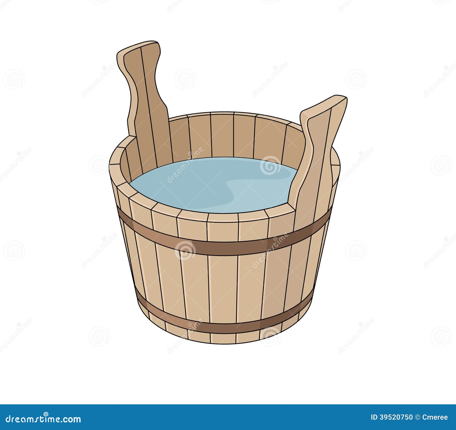 Wooden basin stock vector. Illustration of empty, ladle - 39520750
