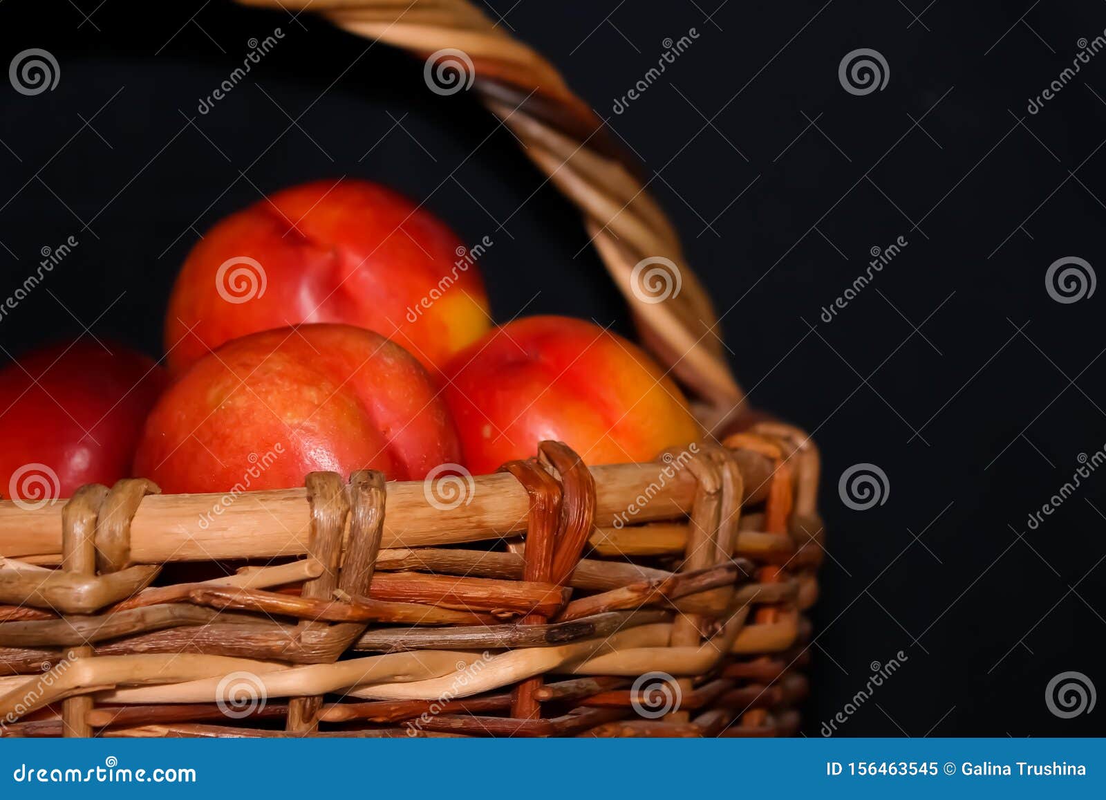 Basket with Nectarines on a Blue Background Stock Image - Image of ...