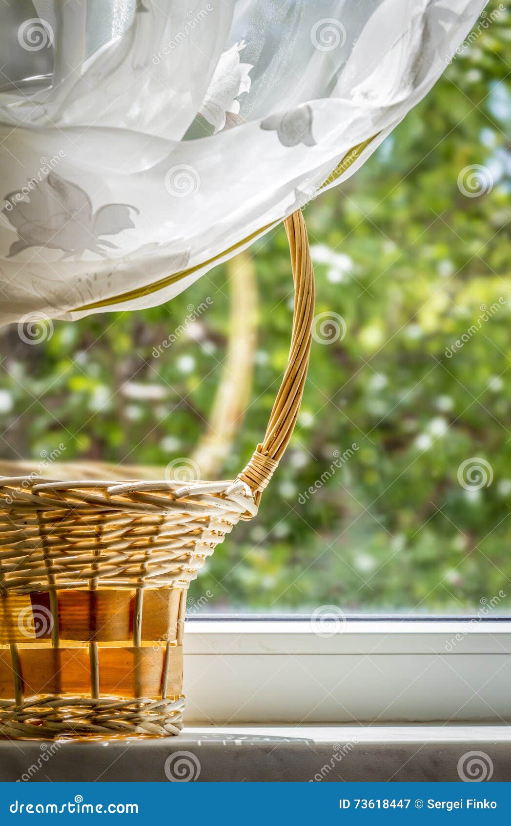 Wooden Basket on the Windowsill Stock Image - Image of backgrounds ...
