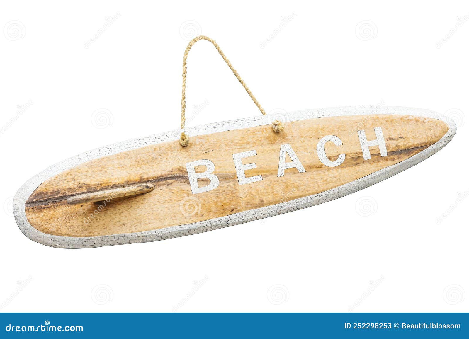 Wooden Beach Sign Board with Surfboard Shape. Isolate on White Jpeg and ...