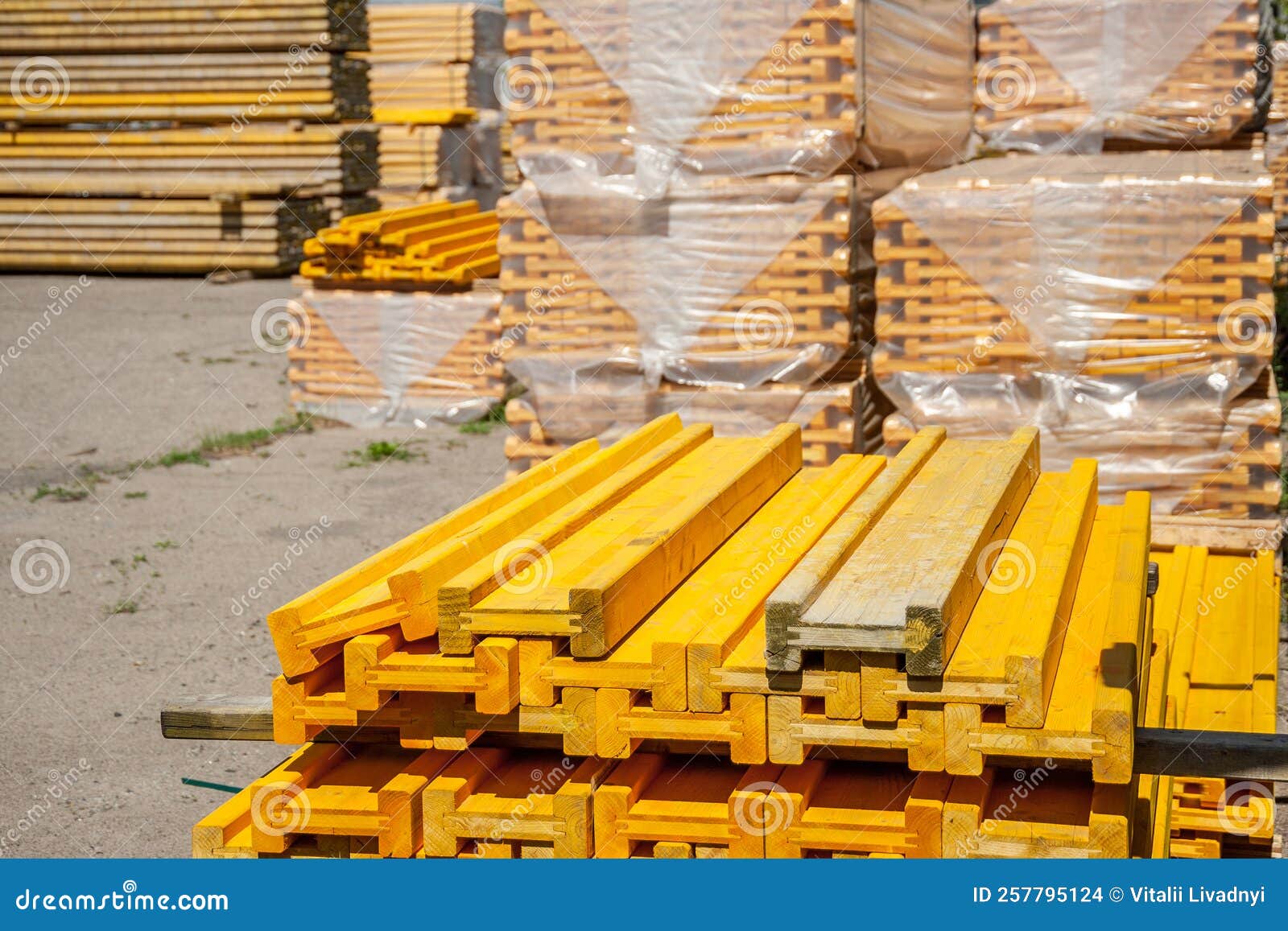 Wooden beam for formwork stock photo. Image of concrete - 257795124