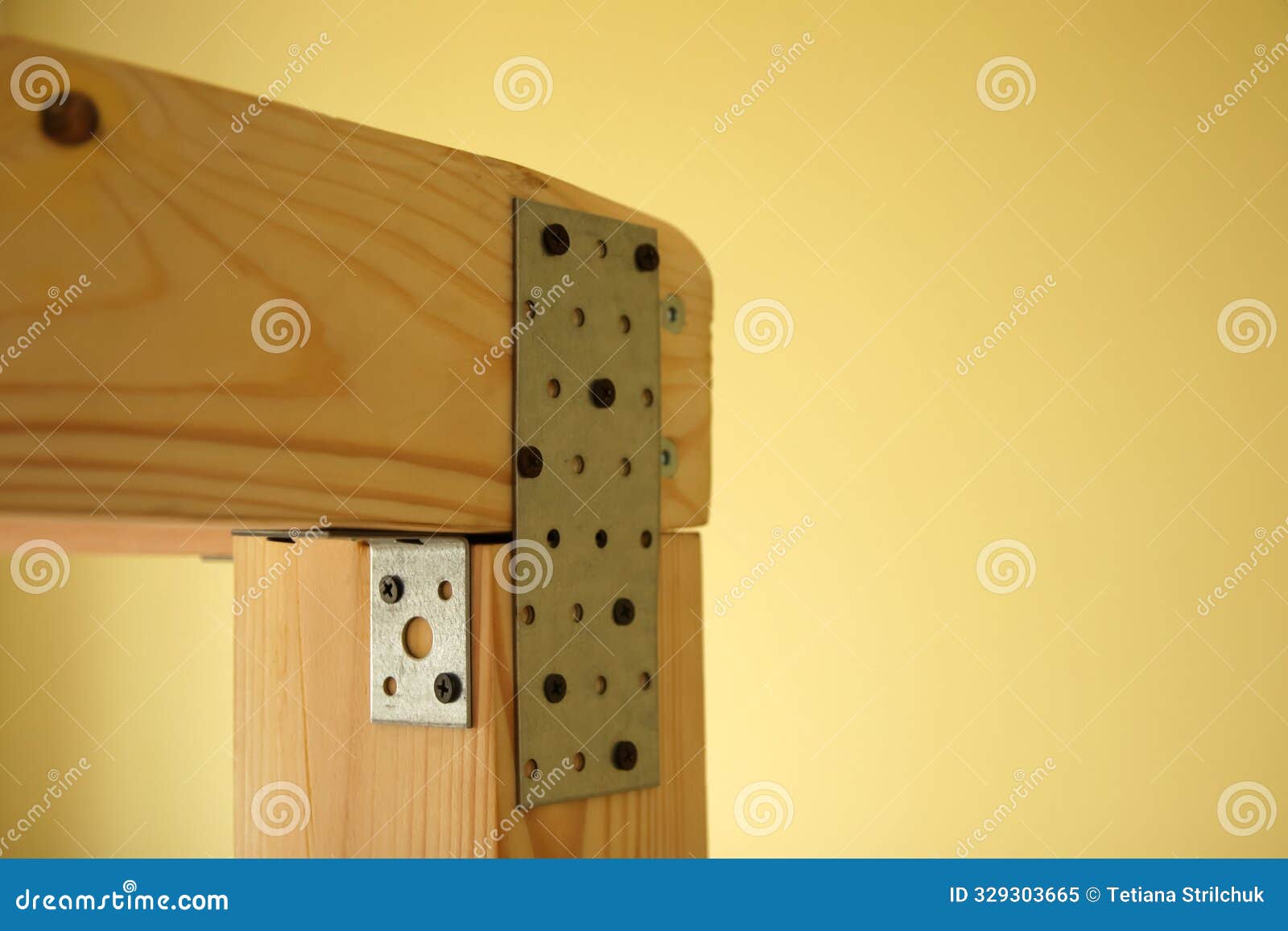 Wooden Beam with Iron Fastening, Close-up of Bed Frame Construction ...
