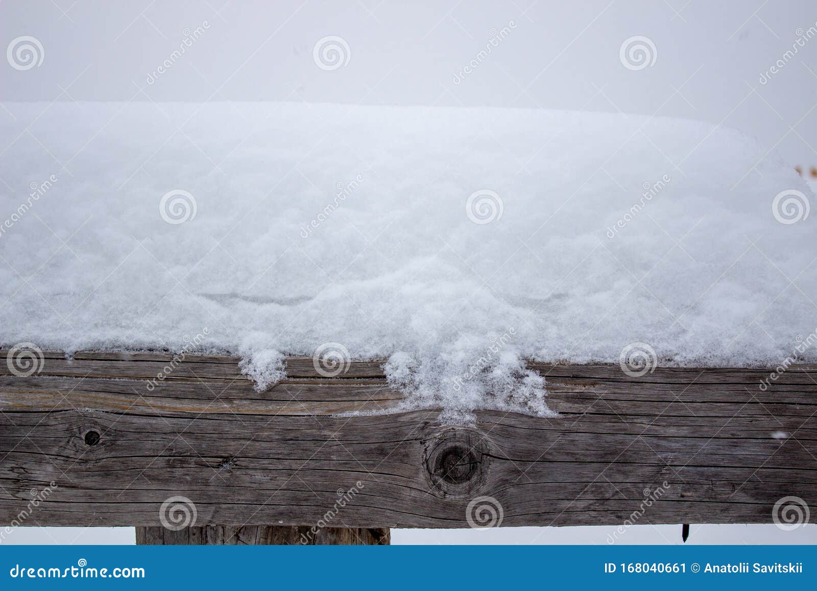 Wooden Beam Under the Snow. Winter with Snow. Stock Image - Image of ...