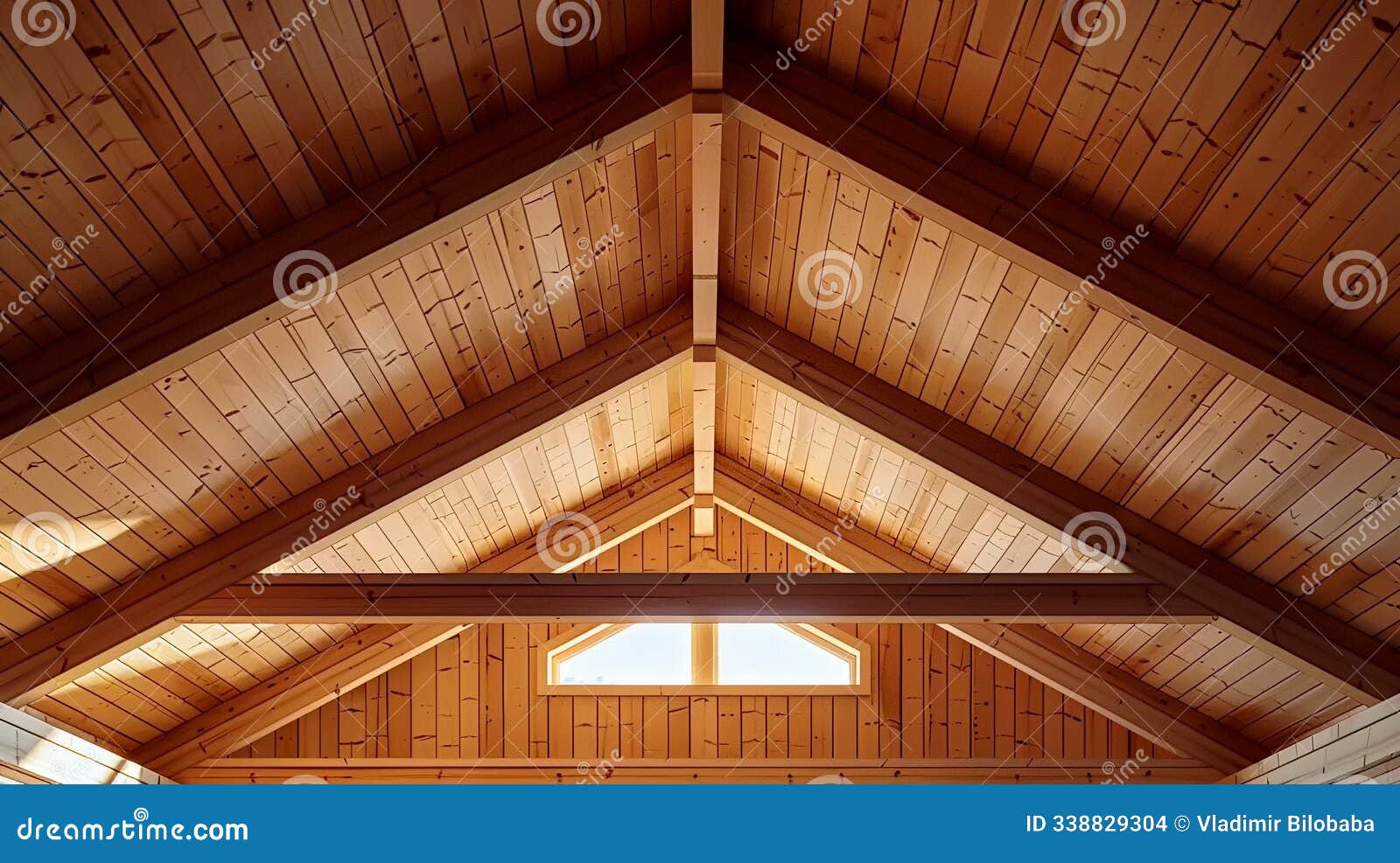 Wooden Beams Create a Stunning Triangular Ceiling in a Cozy Cabin ...