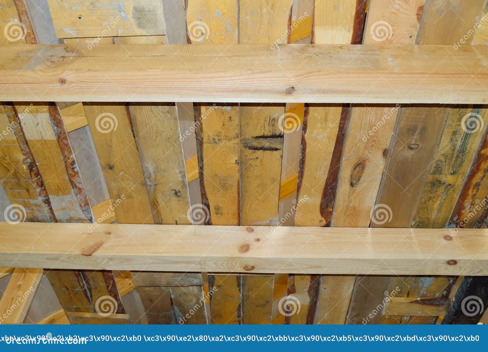 Wooden Beams Forming the Draft Ceiling Stock Image - Image of board ...