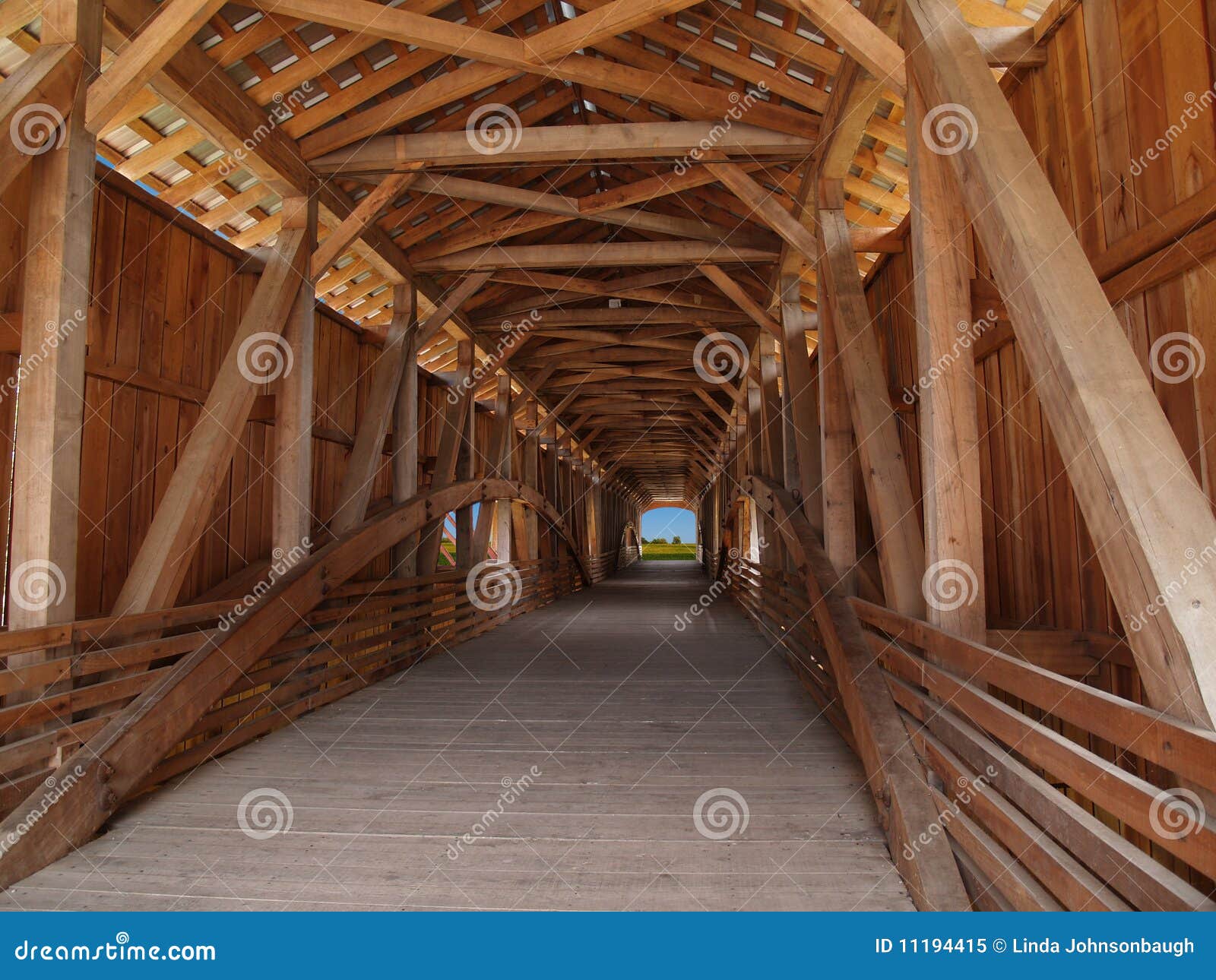 Wooden Beams Inside of a Covered Bridge Stock Image - Image of supports ...