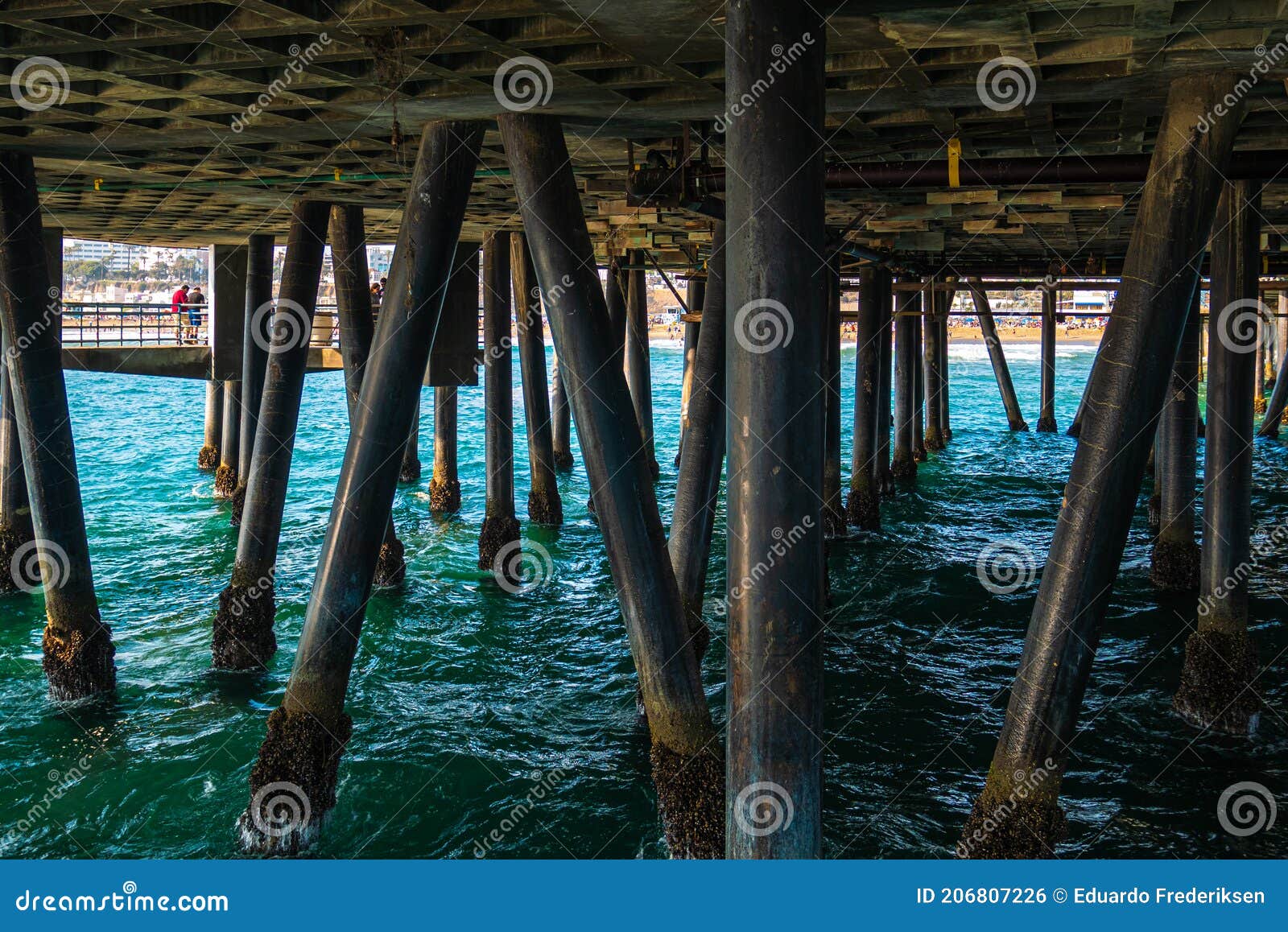 Wooden Beams Support Under the Pier of Santa Monica Pier Editorial ...
