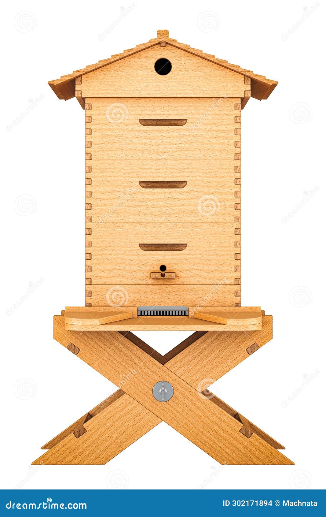 Wooden Beehive with Stand. Frame Bee Hive, Front View Stock ...