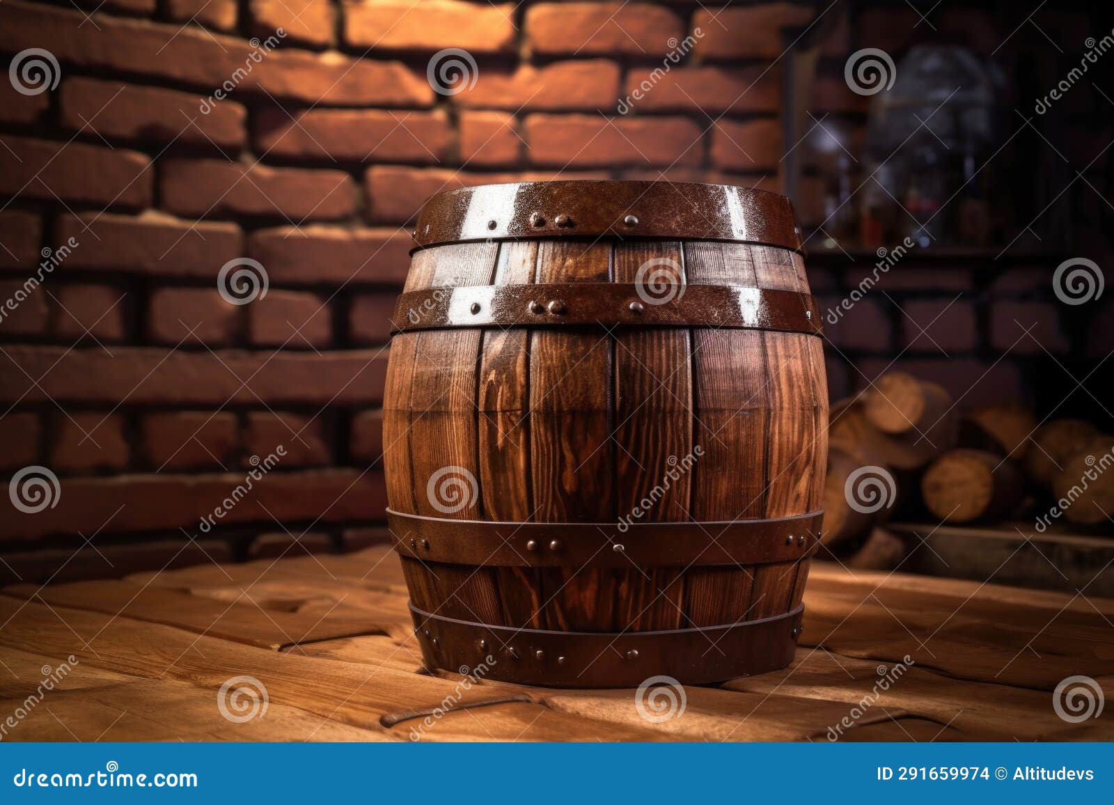 A Wooden Beer Keg on a Brick Background Stock Photo - Image of brick ...