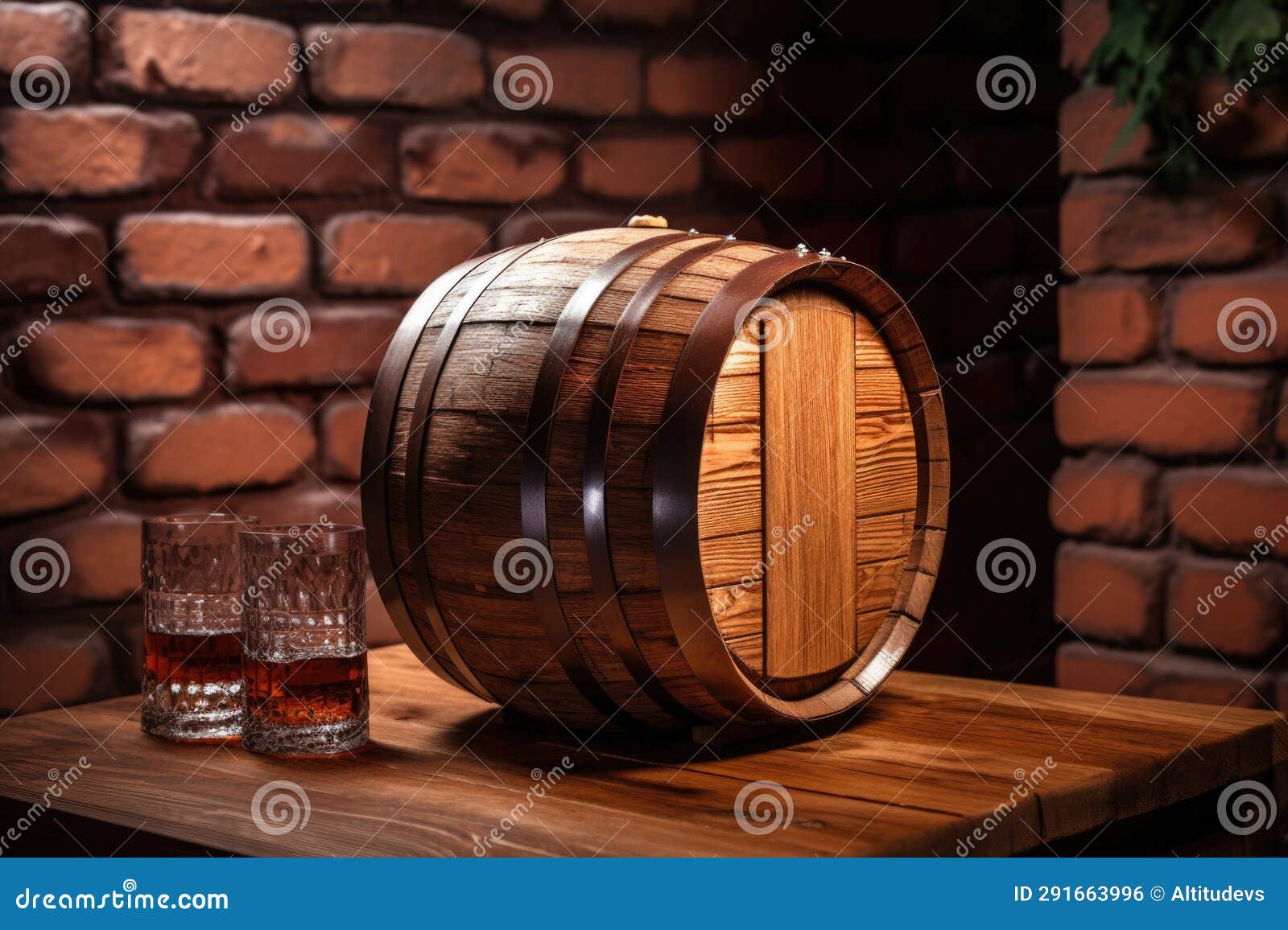 A Wooden Beer Keg on a Brick Background Stock Photo - Image of beer ...