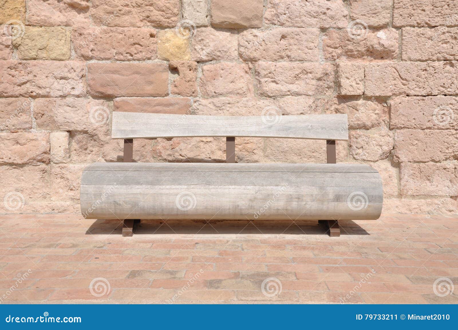 Wooden Bench Against a Stone Wall Stock Image - Image of stone, object ...