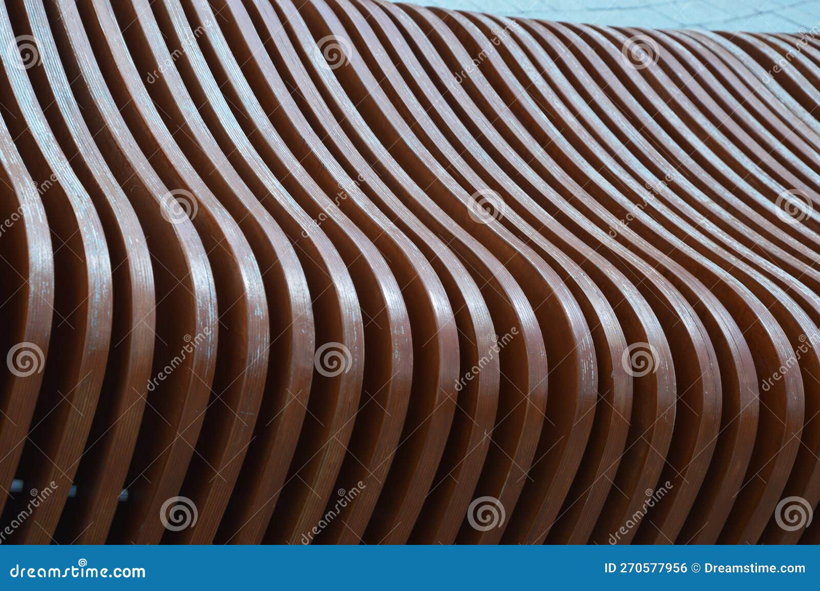 Wooden Bench Element, Brown Slats with a Rounded Edge. Abstract ...