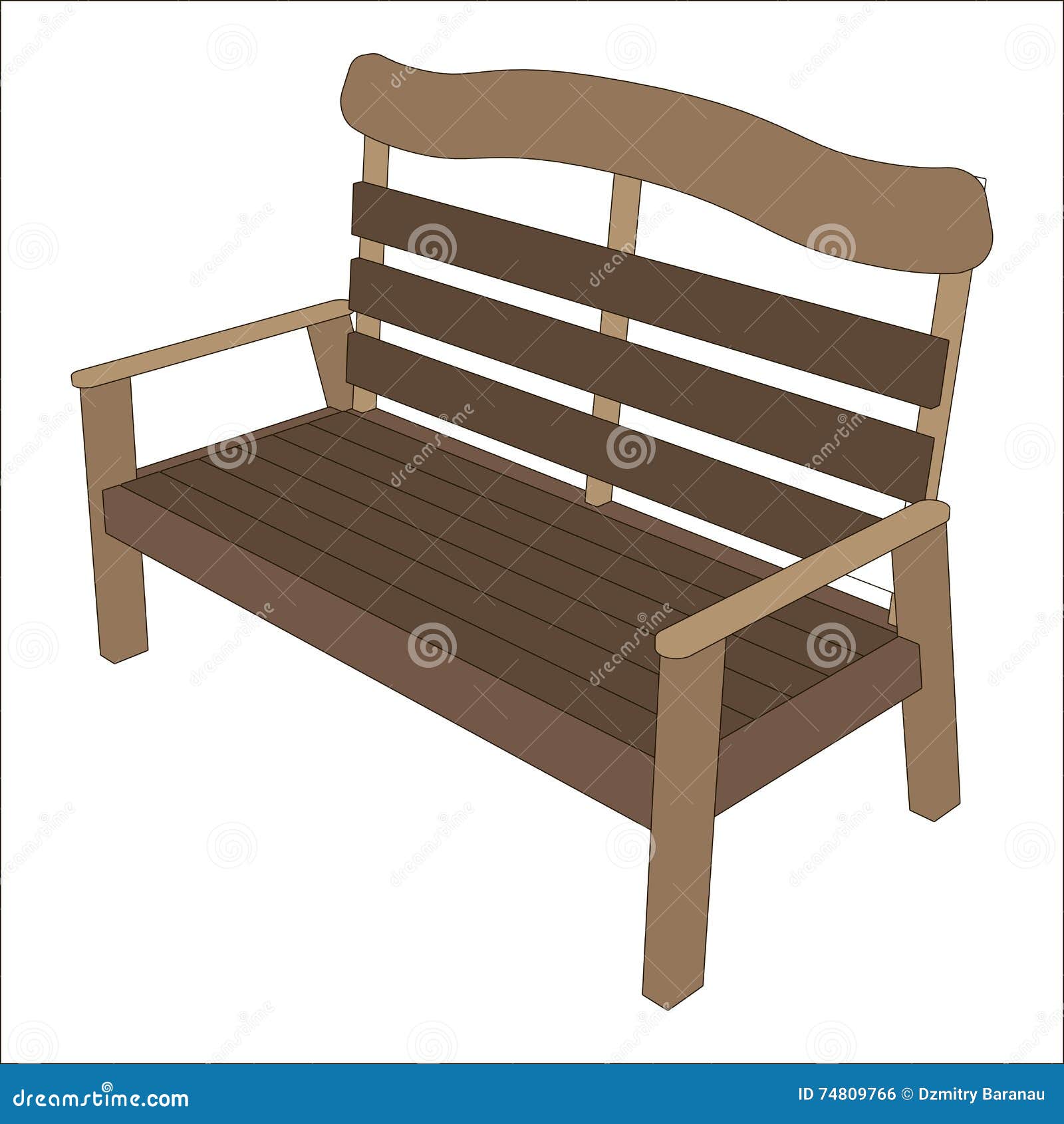 Wooden Bench Front 3d View . Exterior Features Stock Vector ...