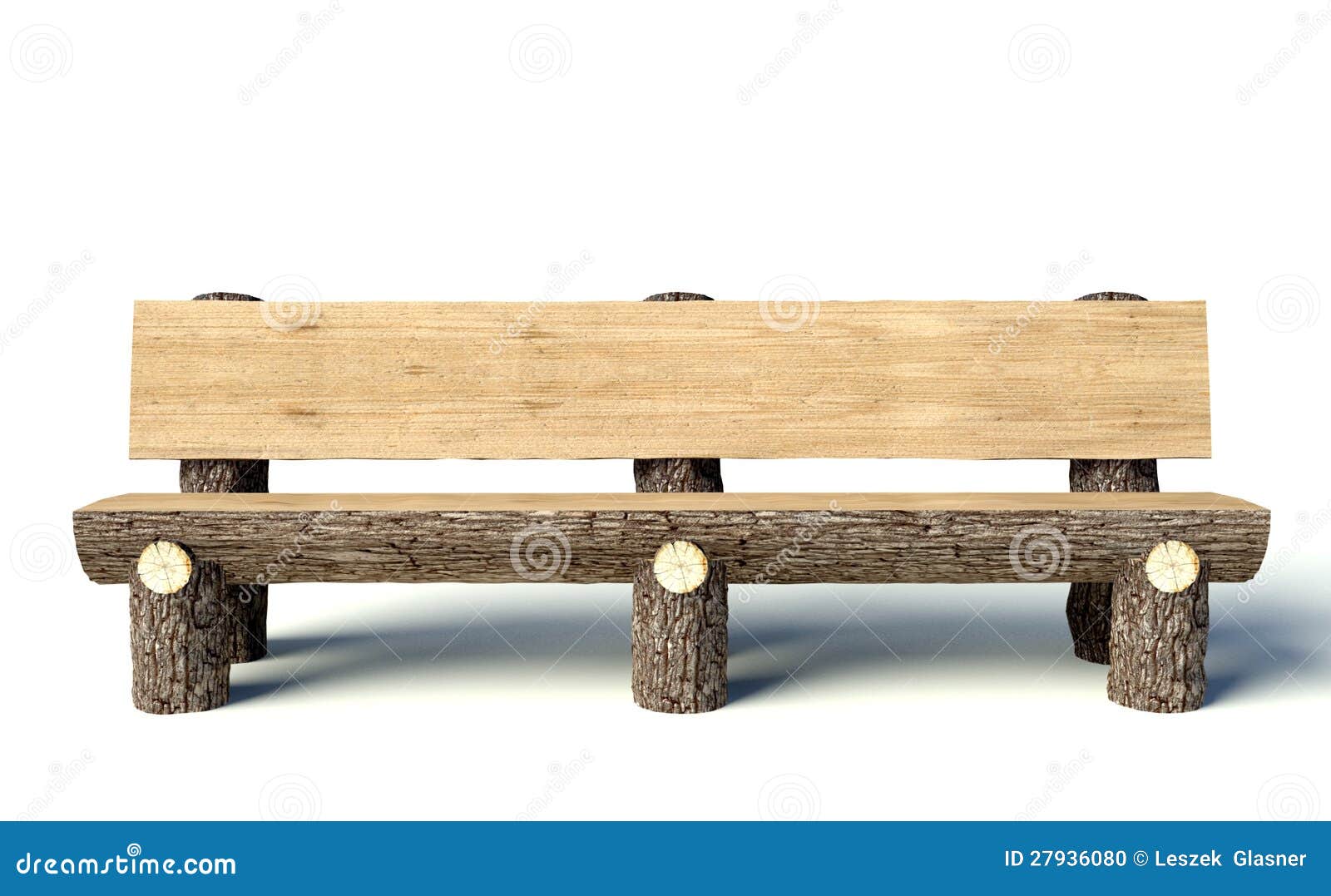 Wooden Bench Made of Tree Trunks Stock Illustration - Illustration of ...