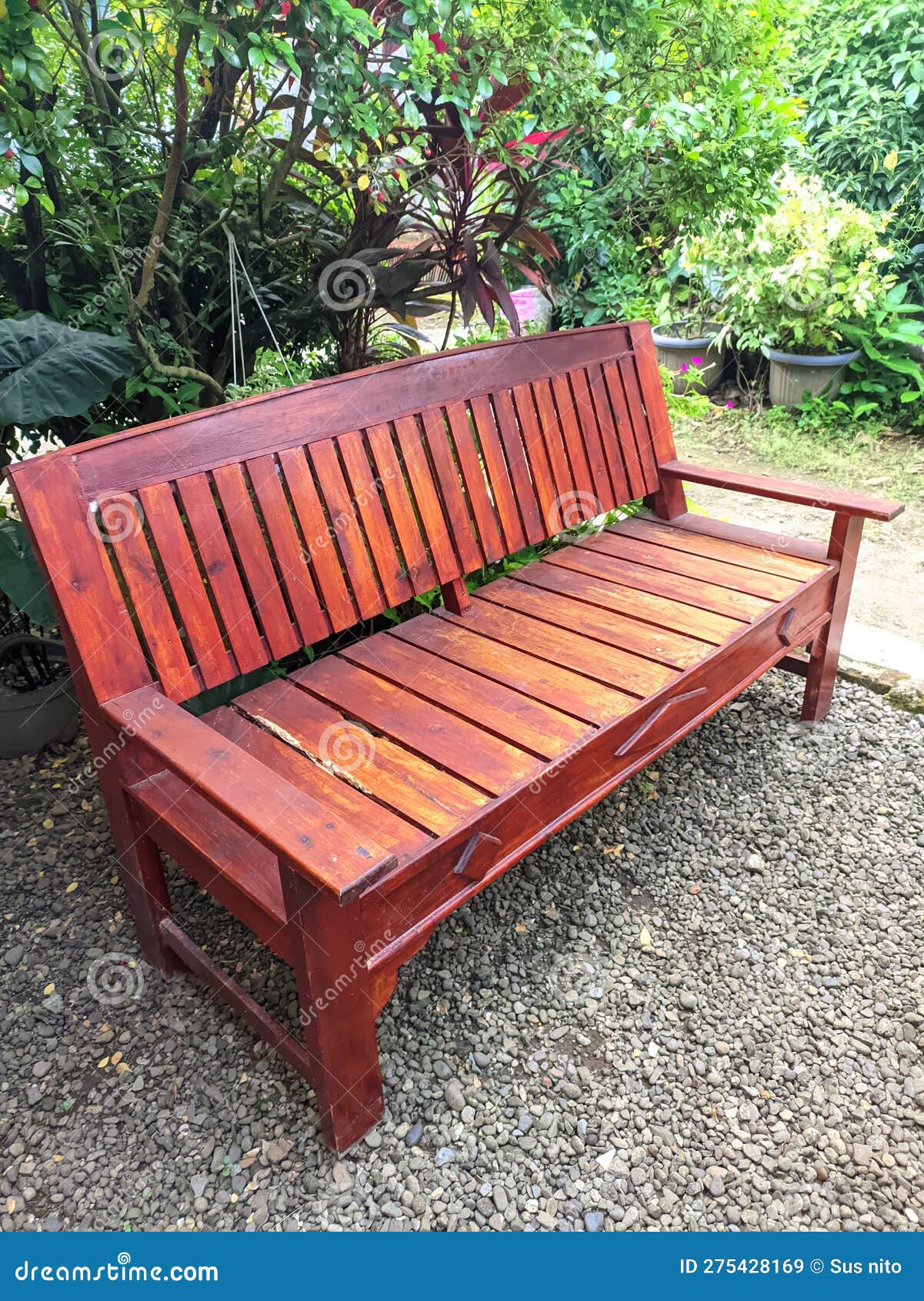 Wooden Bench in the Park As a Public Facility Stock Image - Image of ...