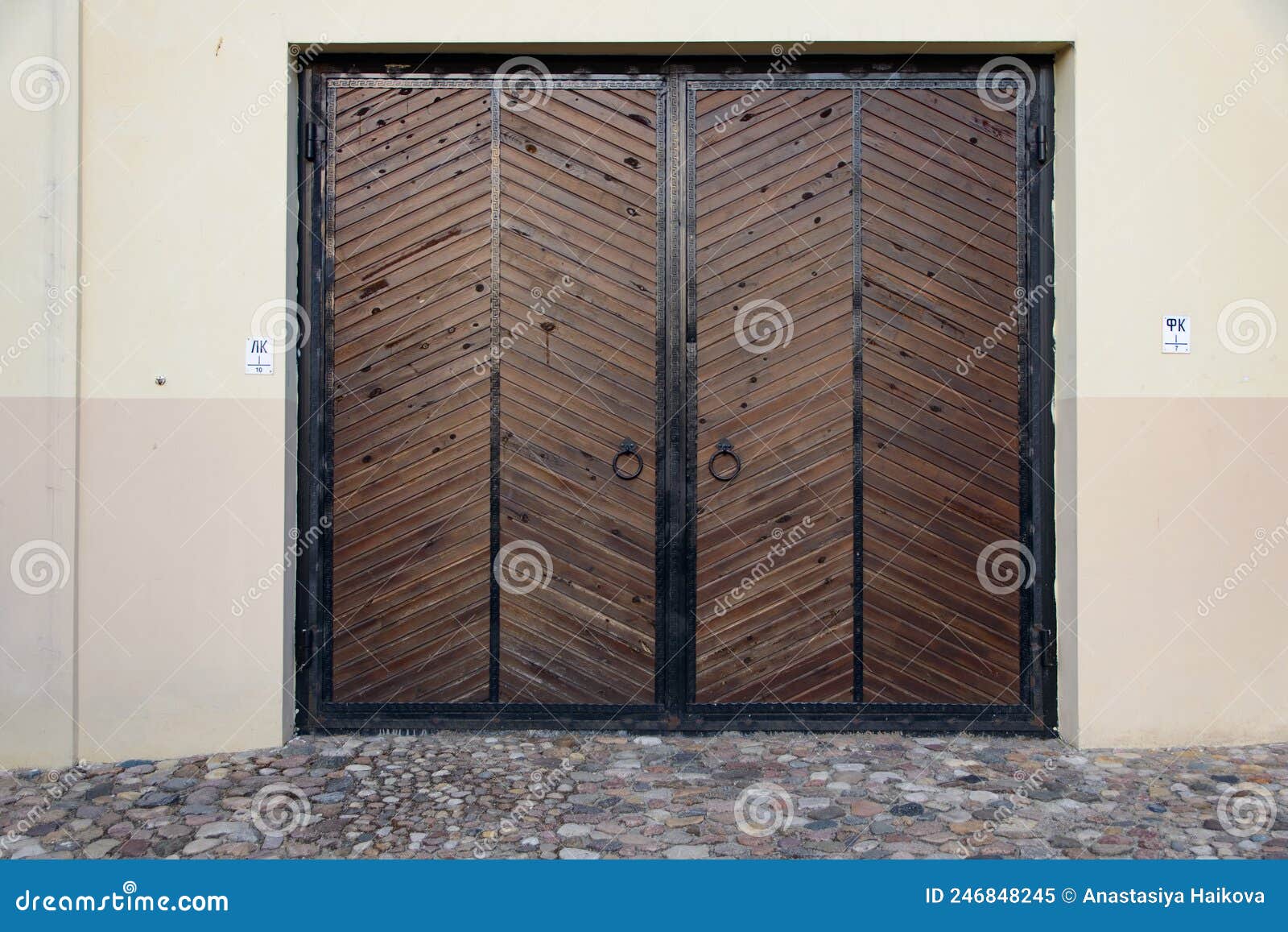 Wooden Big Gate To the Building Stock Image - Image of isolated, grunge ...