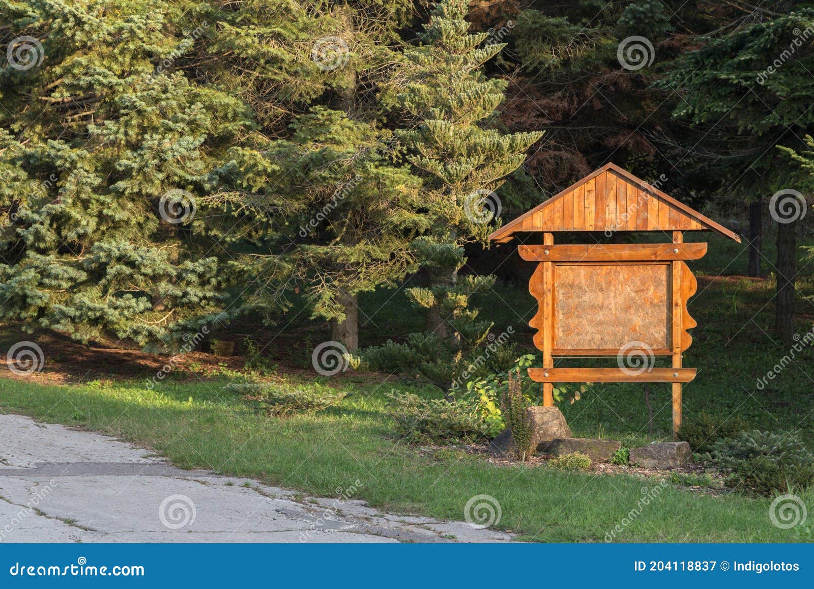 Wooden Billboard for Advertising in the Forest Stock Image - Image of ...