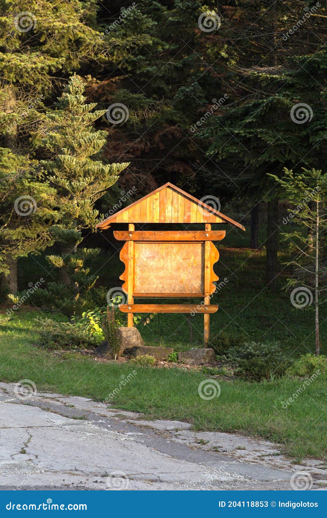 Wooden Billboard for Advertising in the Forest Stock Image - Image of ...