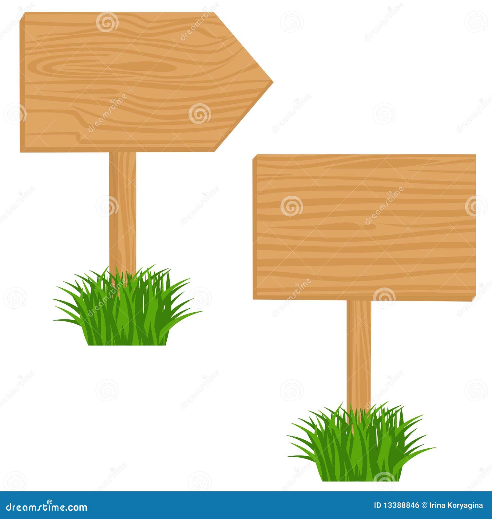 Wooden billboard in grass stock vector. Illustration of greenery - 13388846