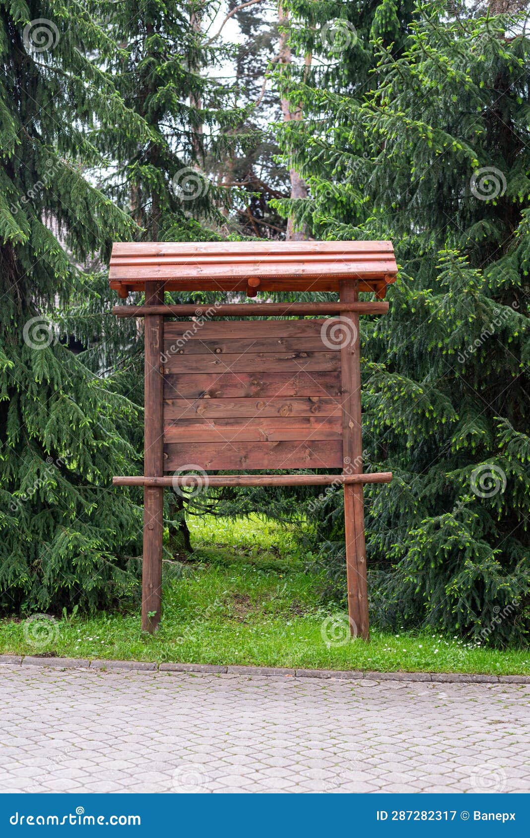 Wooden Billboard for Information Stock Image - Image of pillars, pines ...