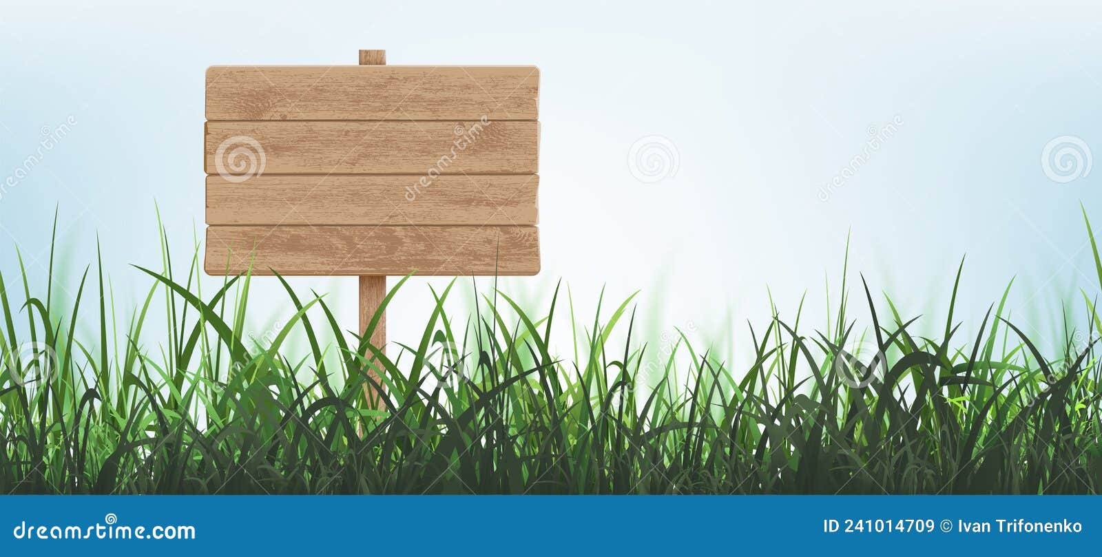 Wooden Billboard Template on Green Grass Background Stock Vector ...