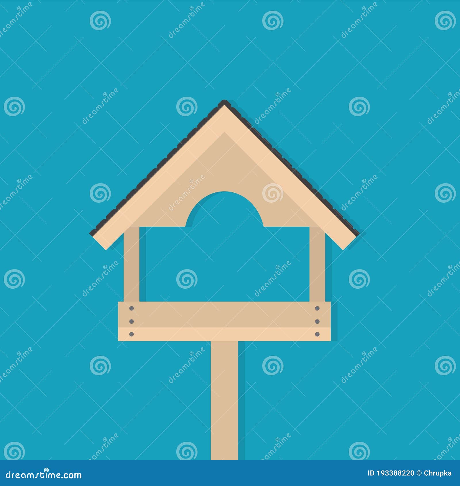 Wooden bird feeder icon stock vector. Illustration of ecology - 193388220