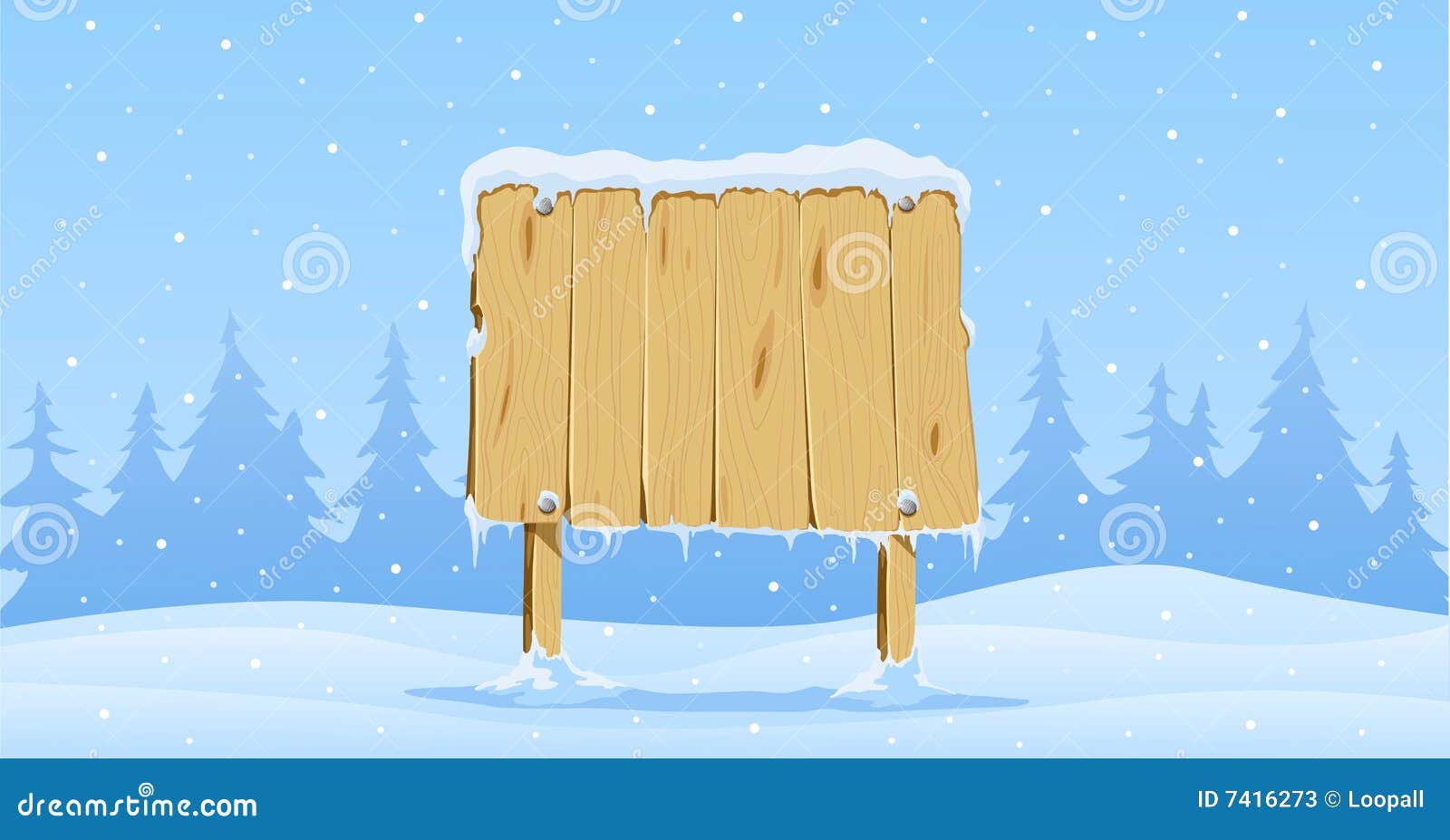 Wooden blank board in snow stock vector. Illustration of blank - 7416273