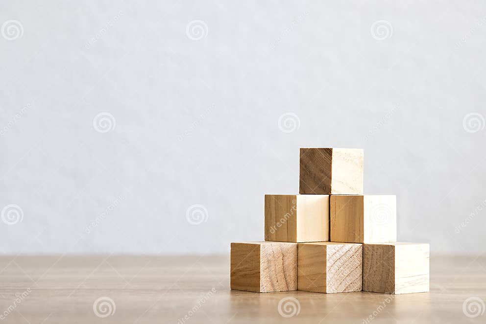 Wooden Block Pyramid on Table Stock Image - Image of abstract, copy ...
