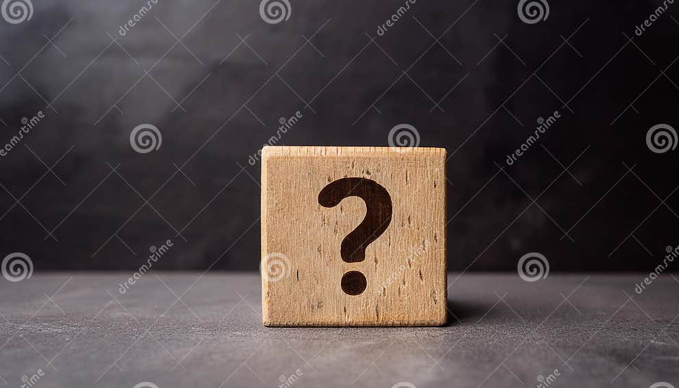 Wooden Block with Question Mark. FAQ and QA. Problem Solution. Wood Cube Stock Illustration ...