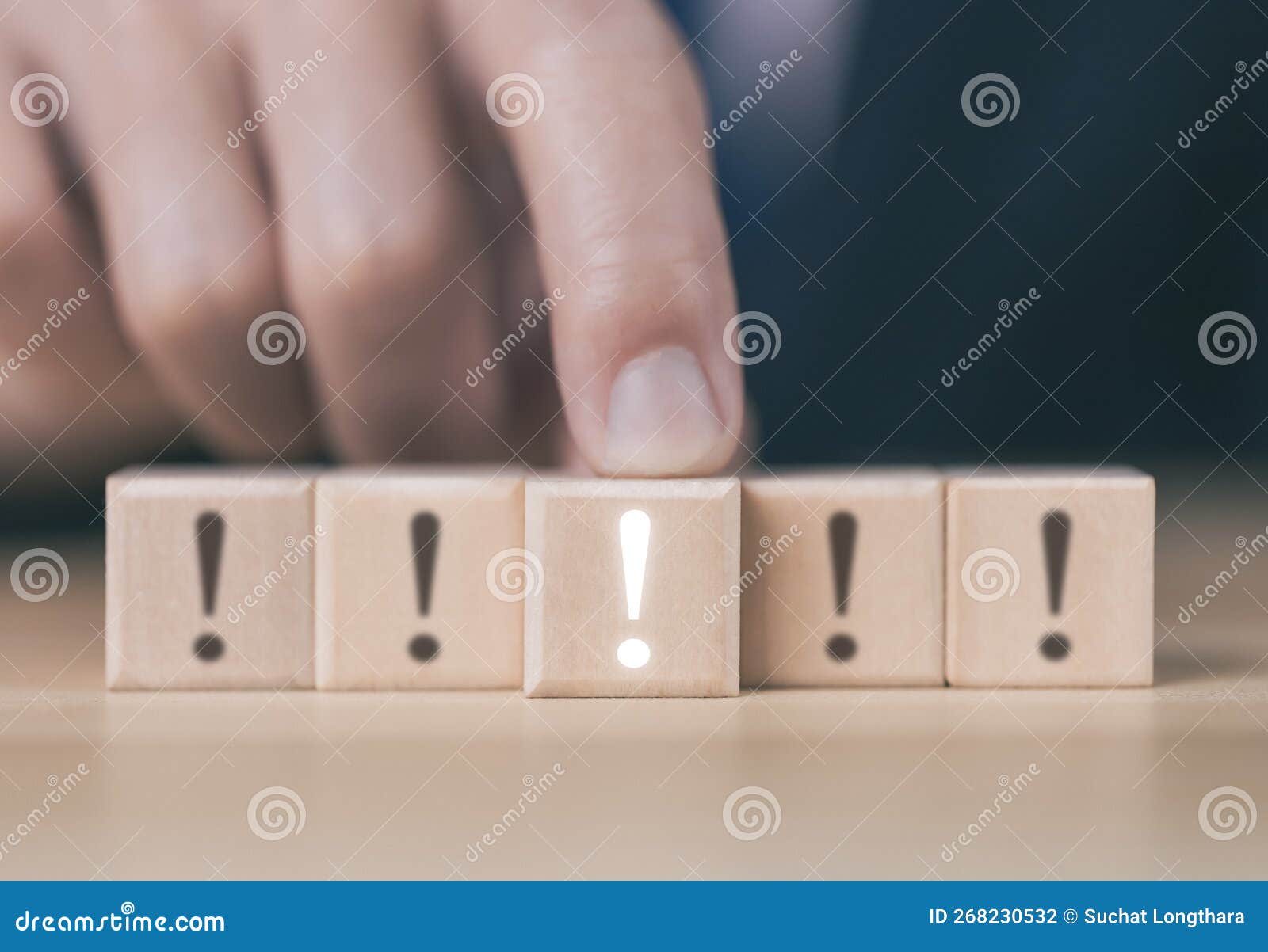 The Wooden Block Shows a Exclamation Mark. Business Development Ideas ...