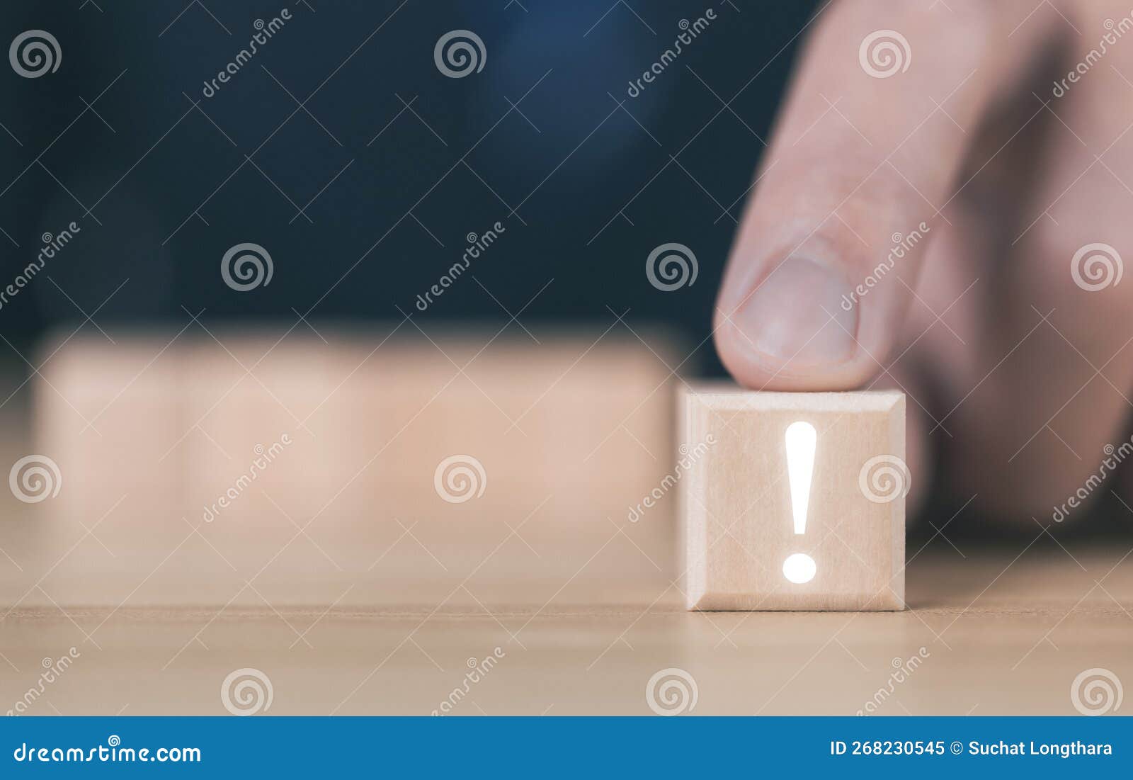 The Wooden Block Shows a Exclamation Mark. Business Development Ideas ...