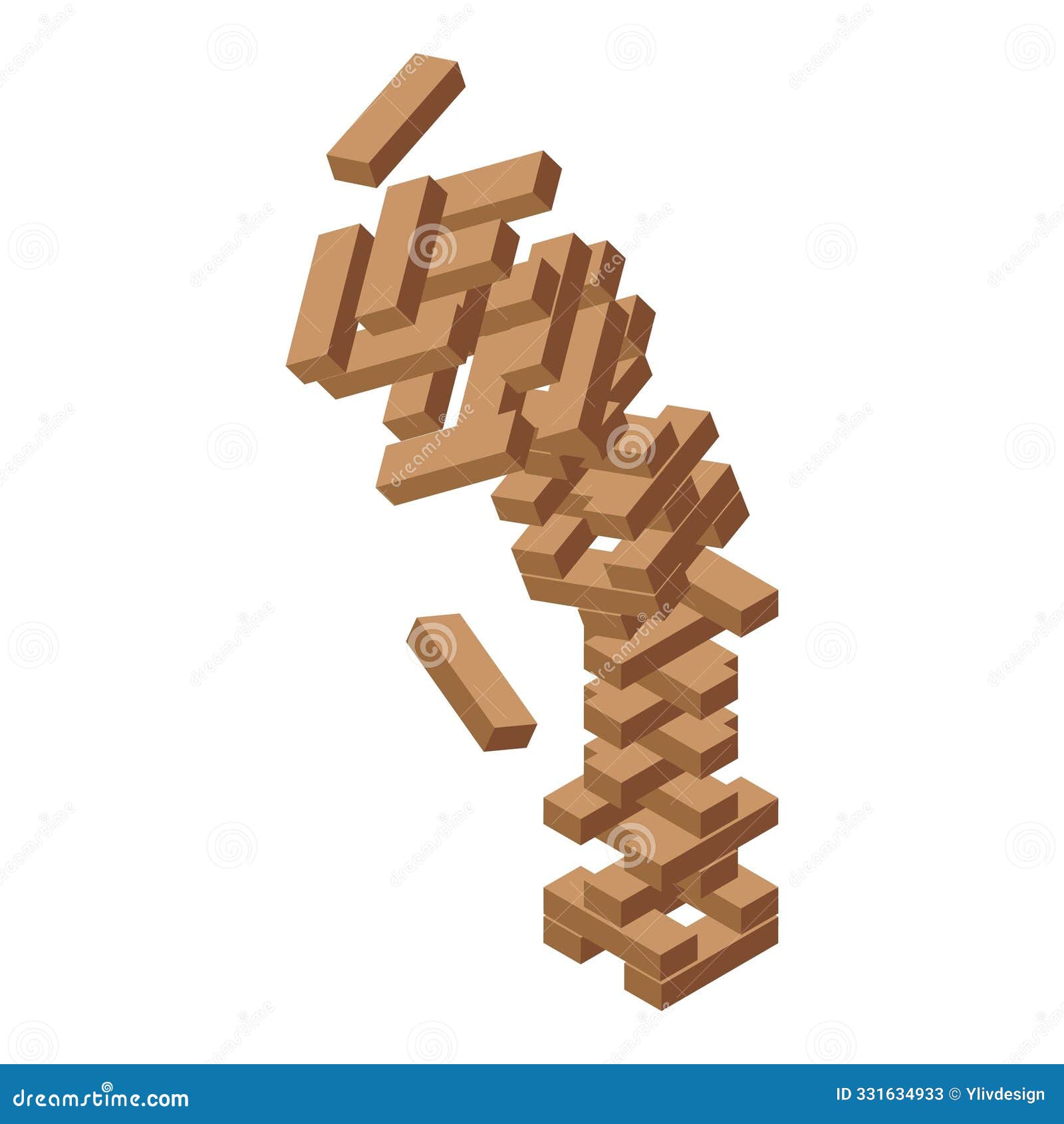 Wooden Block Tower is Collapsing with Blocks Falling Down Stock ...