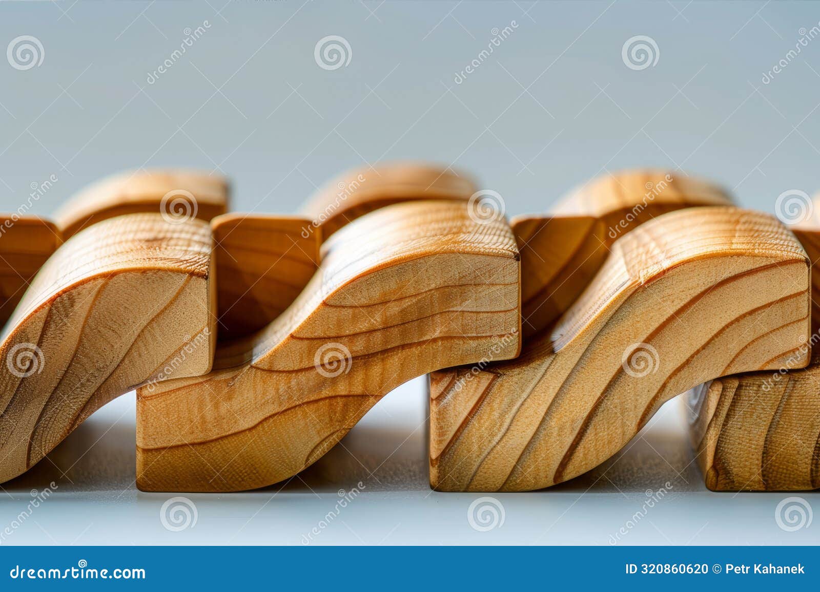 Wooden Blocks Arranged in a Dynamic Wave Pattern, Symbolizing ...