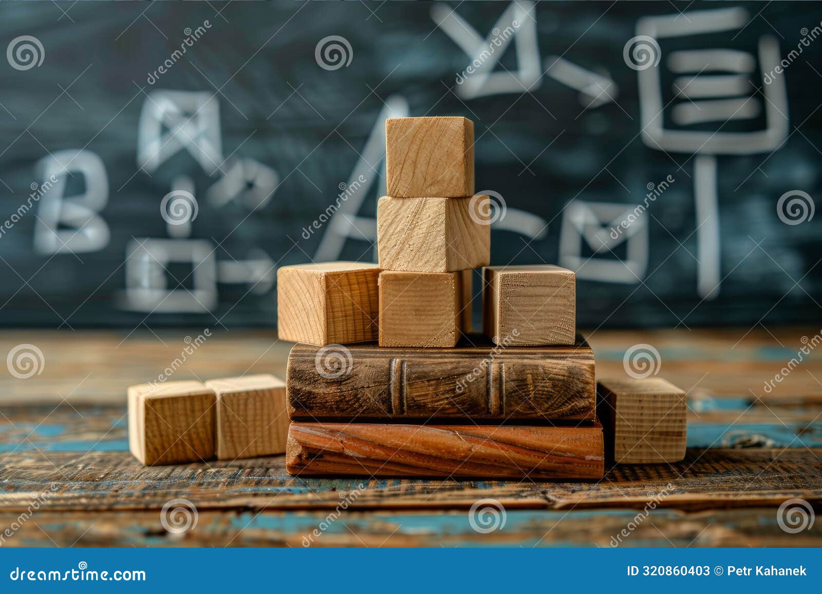 Wooden Blocks Arranged in a Foundational Structure with a Stack of ...