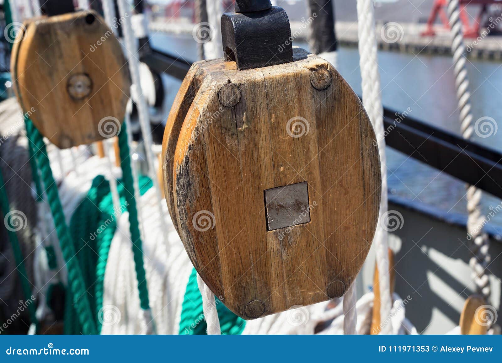 Wooden Blocks As Part of Rigging. Stock Image - Image of equipment ...