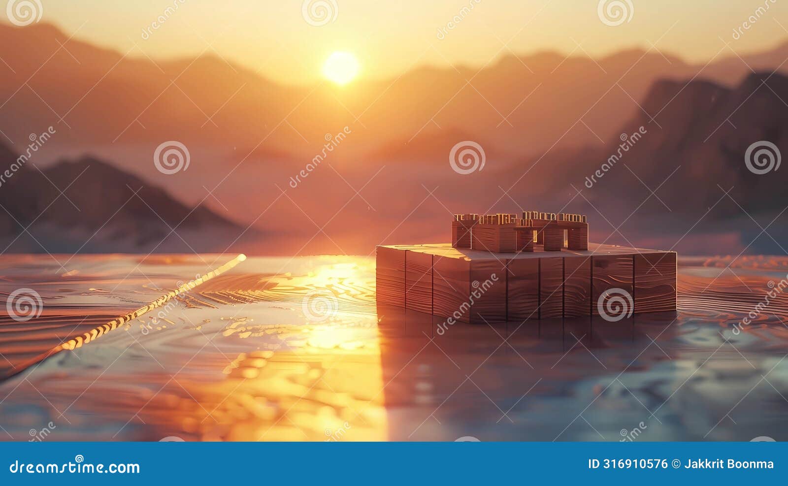 Wooden Blocks on the Background of the Mountains, Generations AI ...