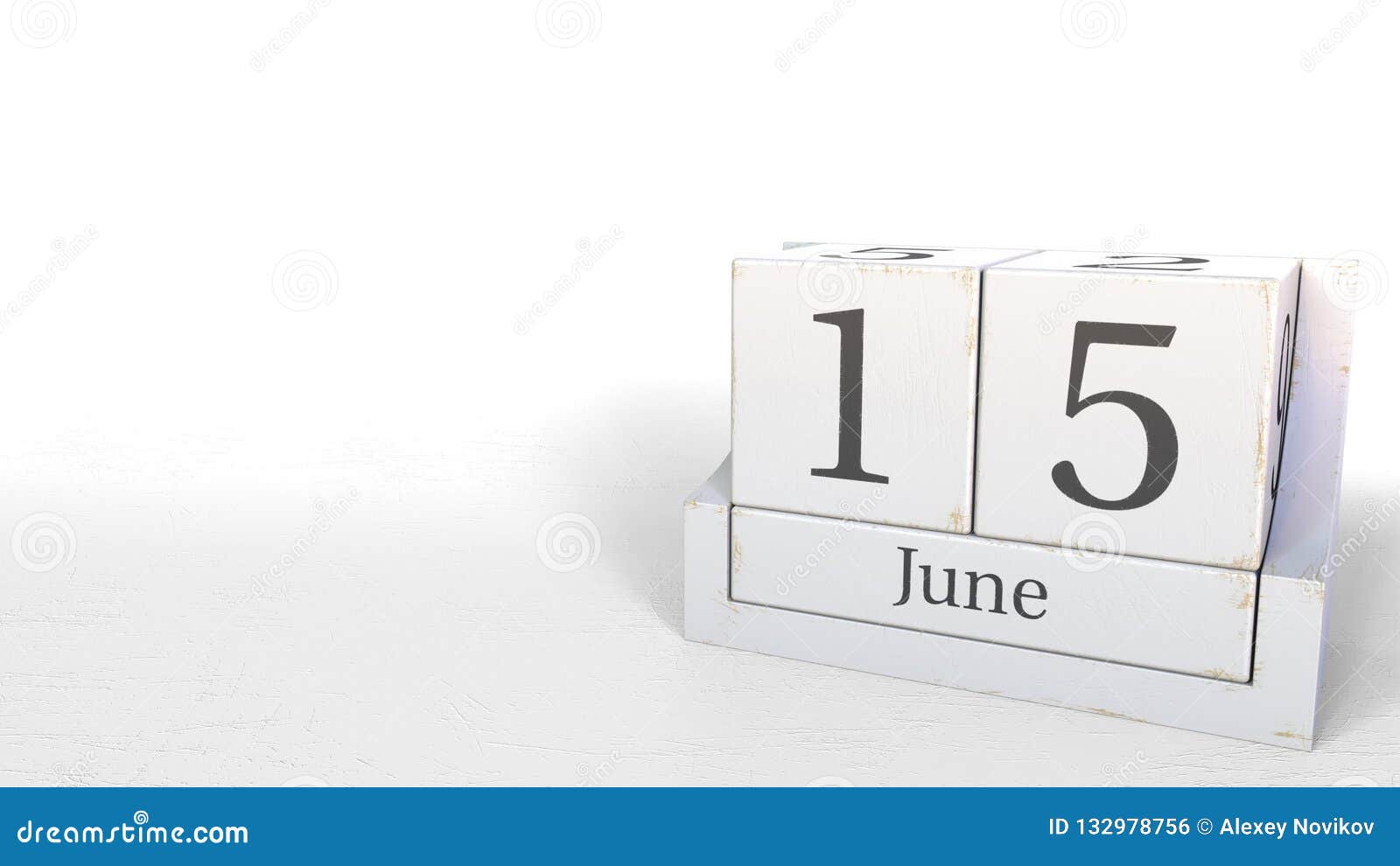 Wooden Blocks Calendar Shows June 15 Date, 3D Rendering Stock ...